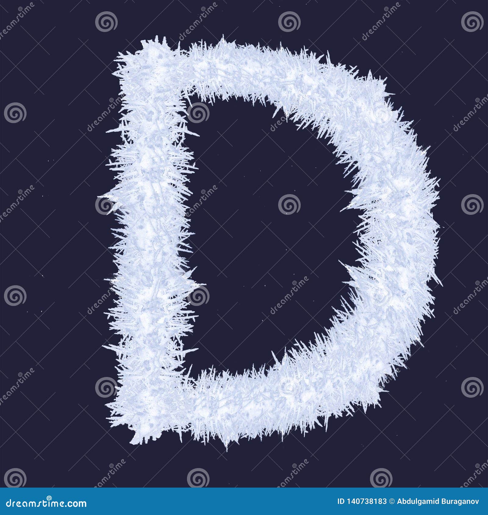 English Letter `D` Made of Ice and Snow on a Dark Blue Background Stock ...