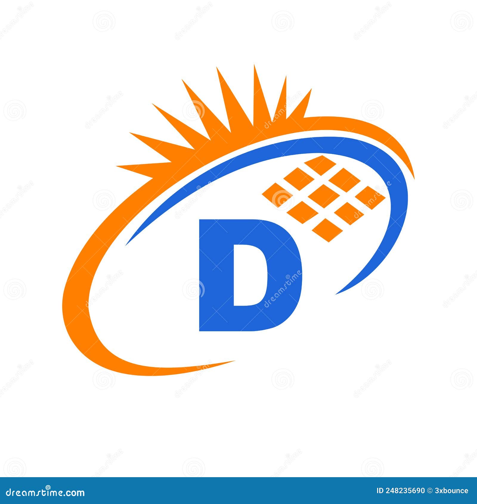 Letter D Inside Solar Cell or Solar Panel Energy Logo Design. Letter D ...