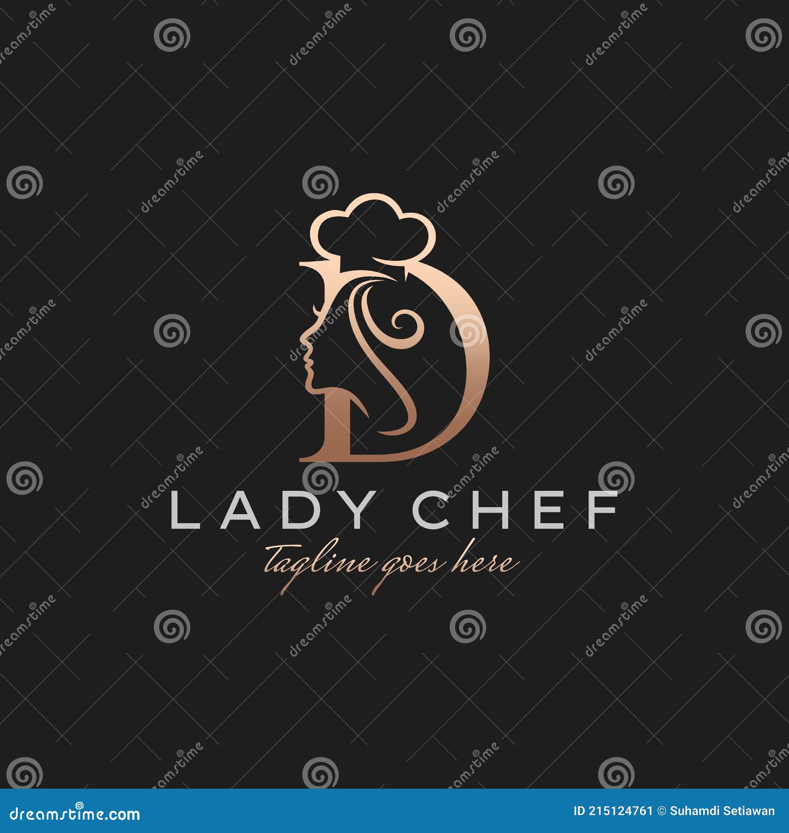 Letter D Lady Chef, Initial Beauty Cook Logo Design Vector Stock Vector ...