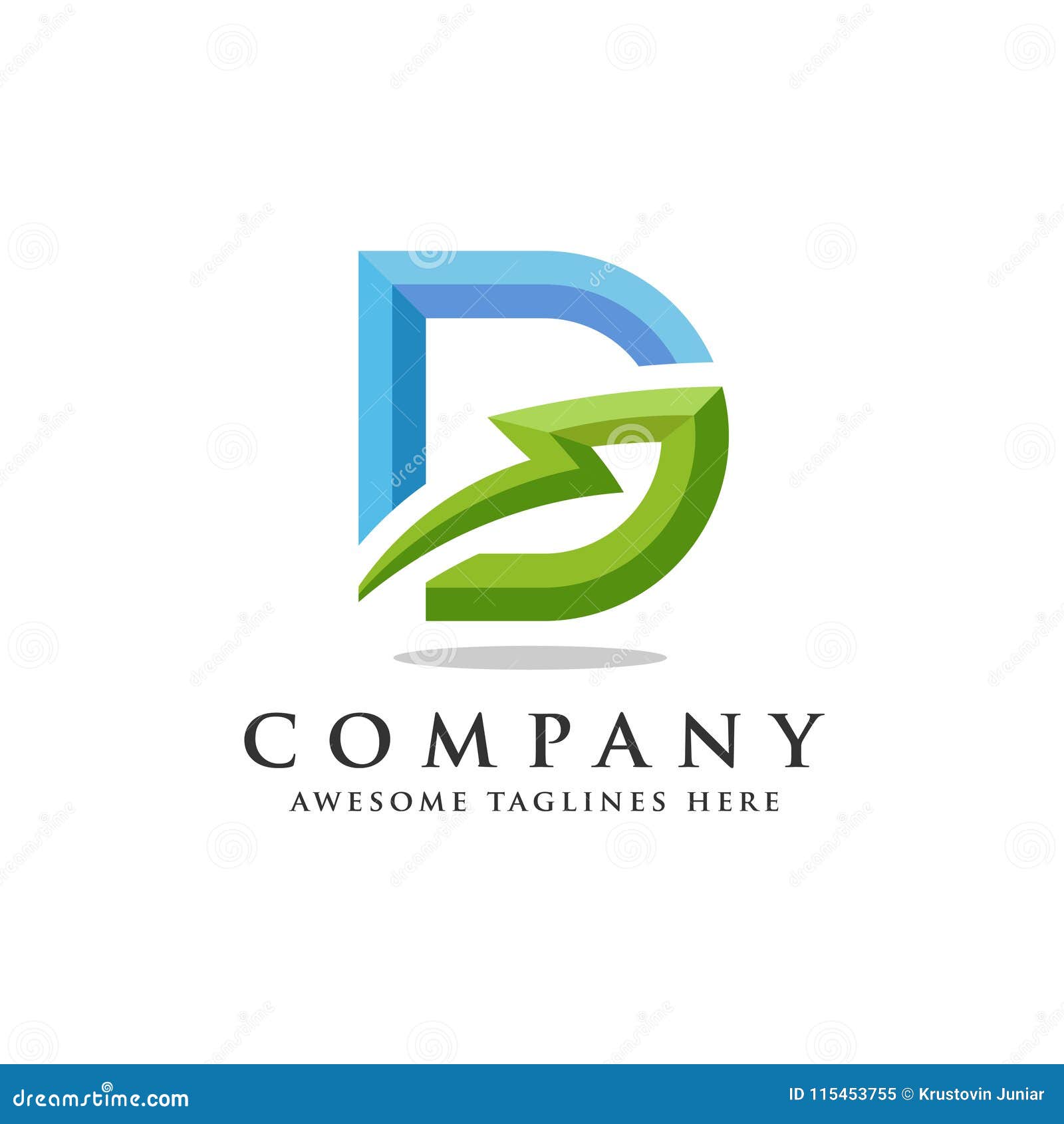 Letter D Lightning Logo Icon Design Template Stock Vector ...
