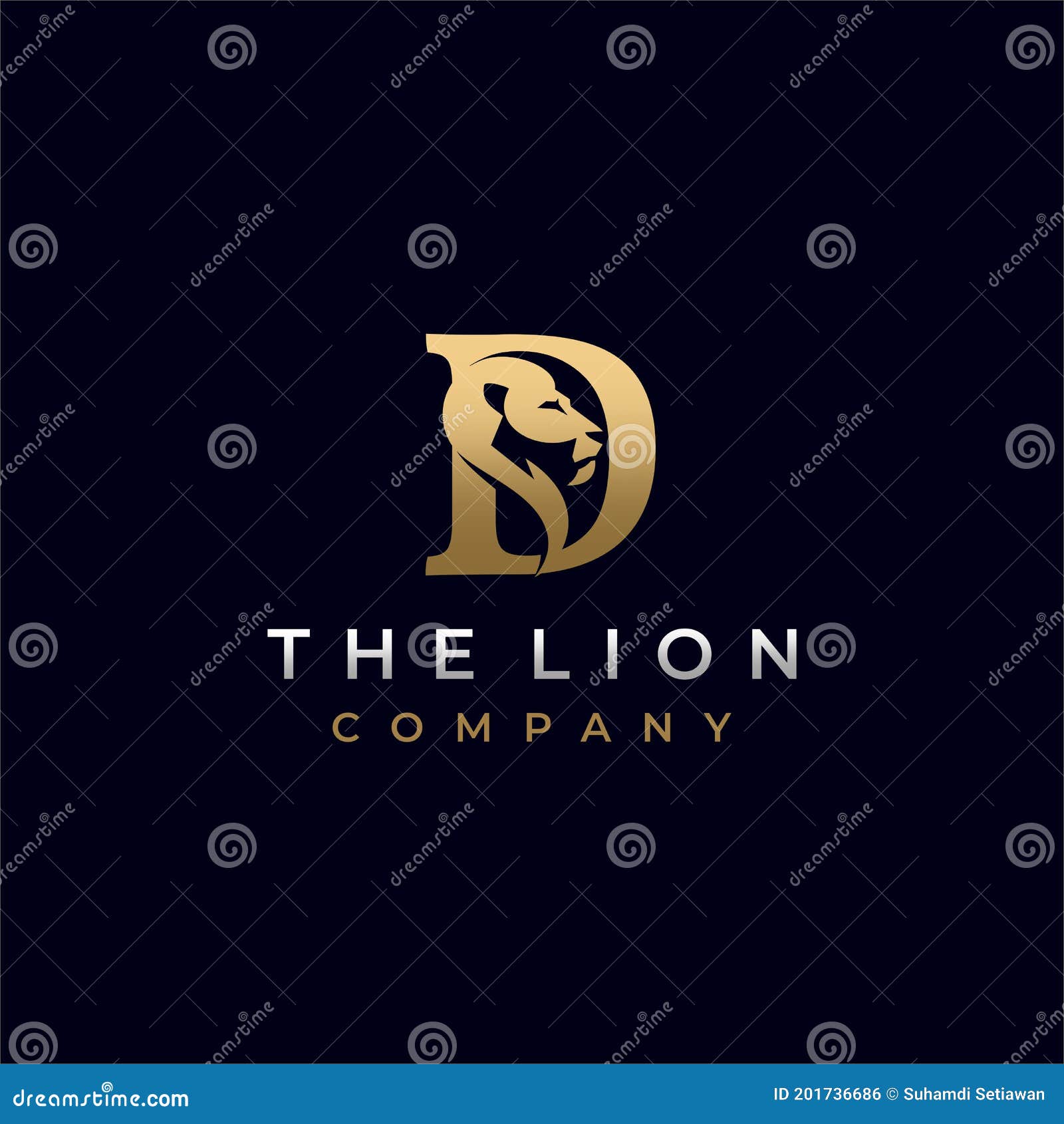 Letter D Lion Head , Elegant Luxury Initial Logo Design Vector Stock ...