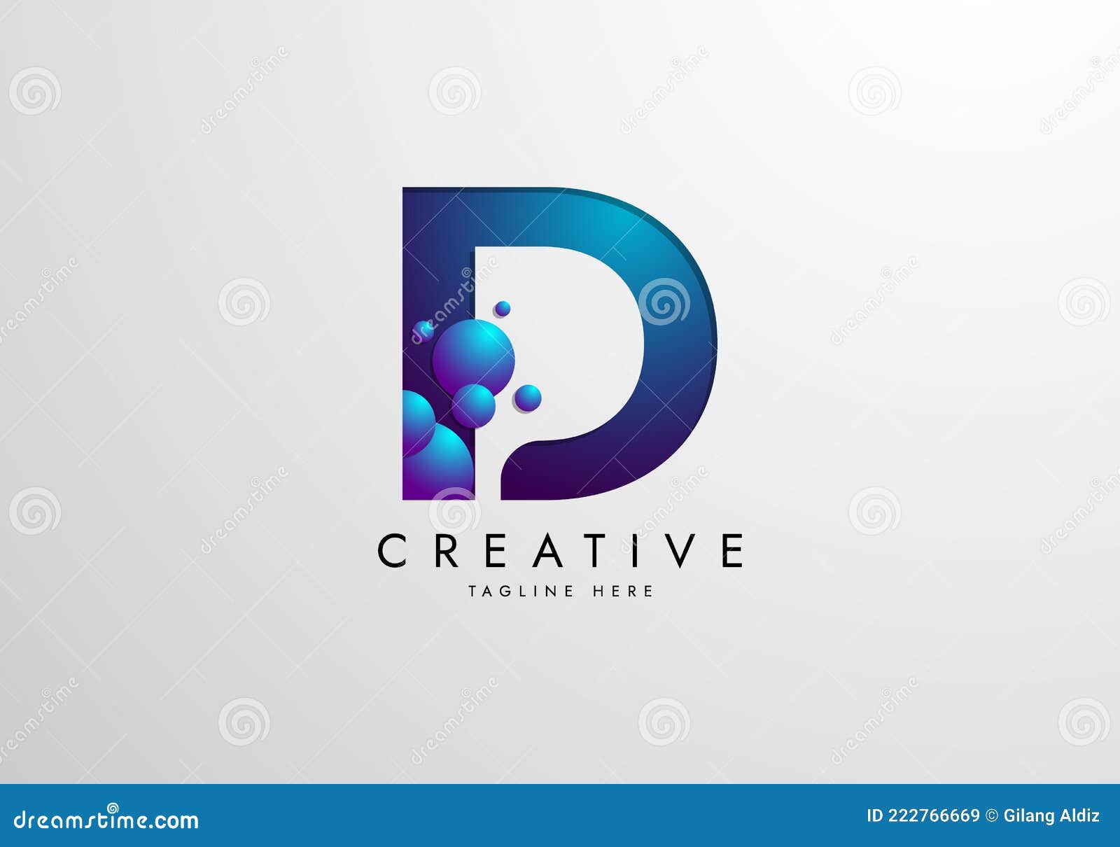 Letter D Logo Combined with Gradient Colored Bubbles Stock Vector ...