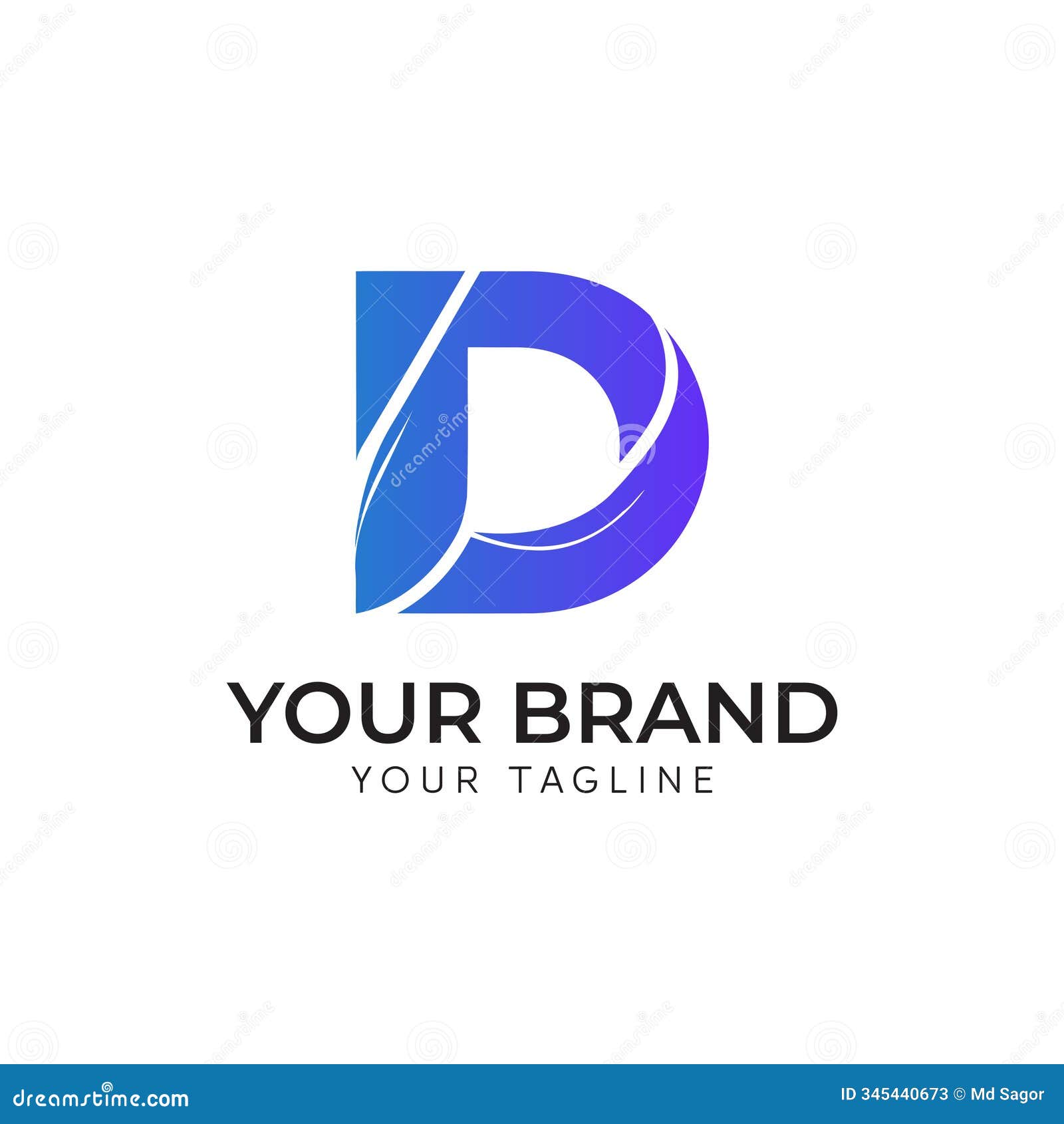 Letter D Logo Design with Gradient Vector Illustration Template Stock ...
