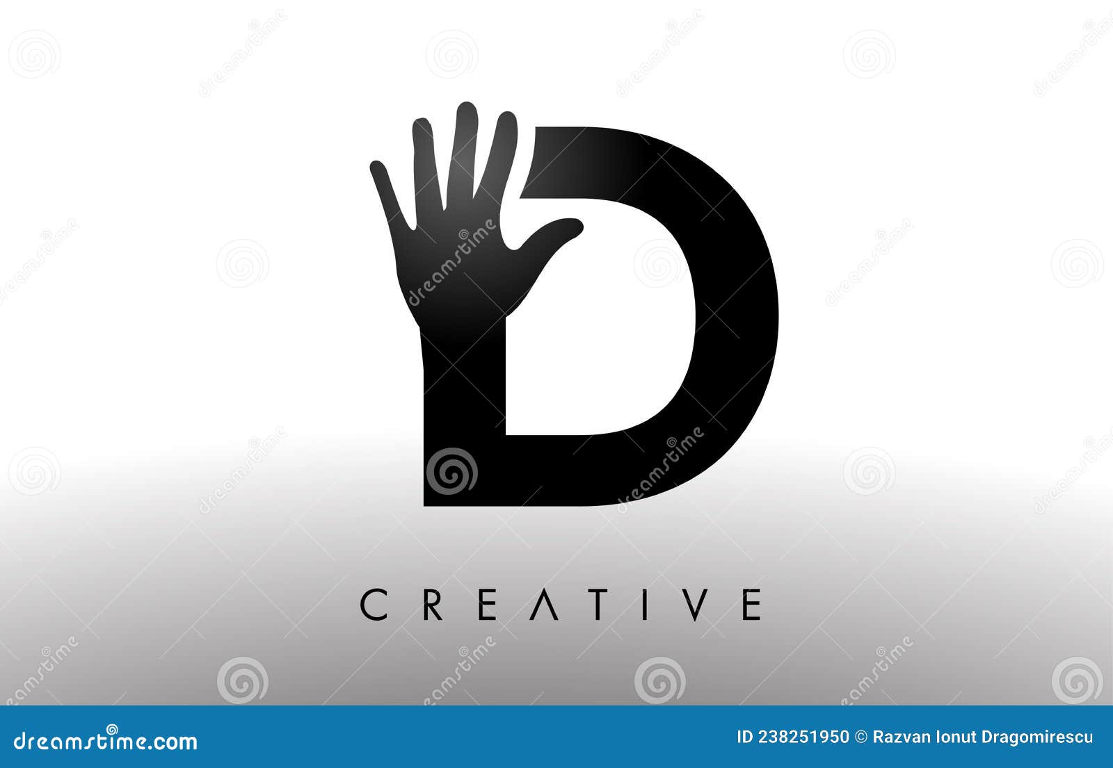 Letter D Logo with Hand Silhouette Vector Icon Illustration. Creative ...