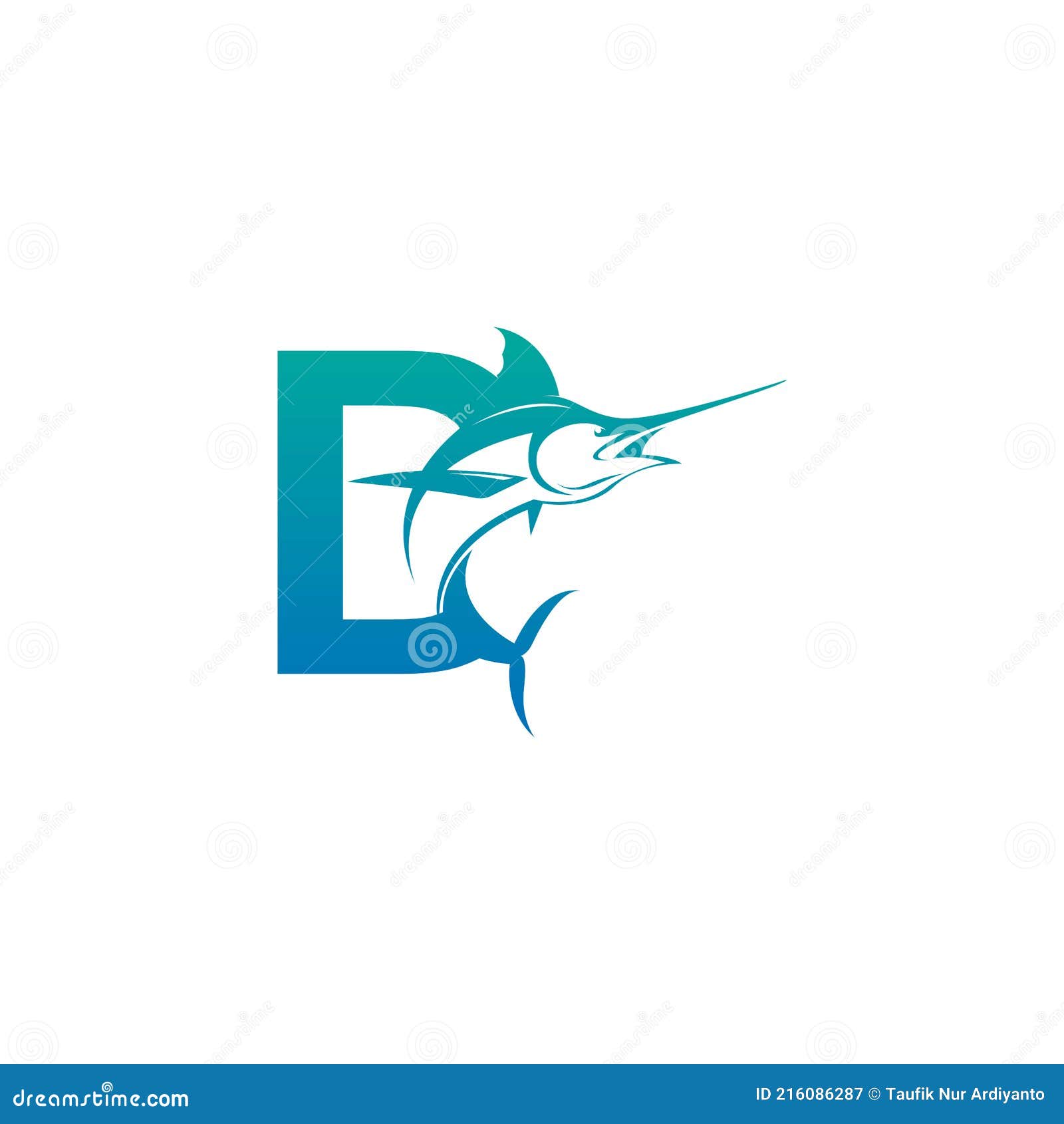Letter D Logo Icon with Fish Design Symbol Template Stock Vector ...
