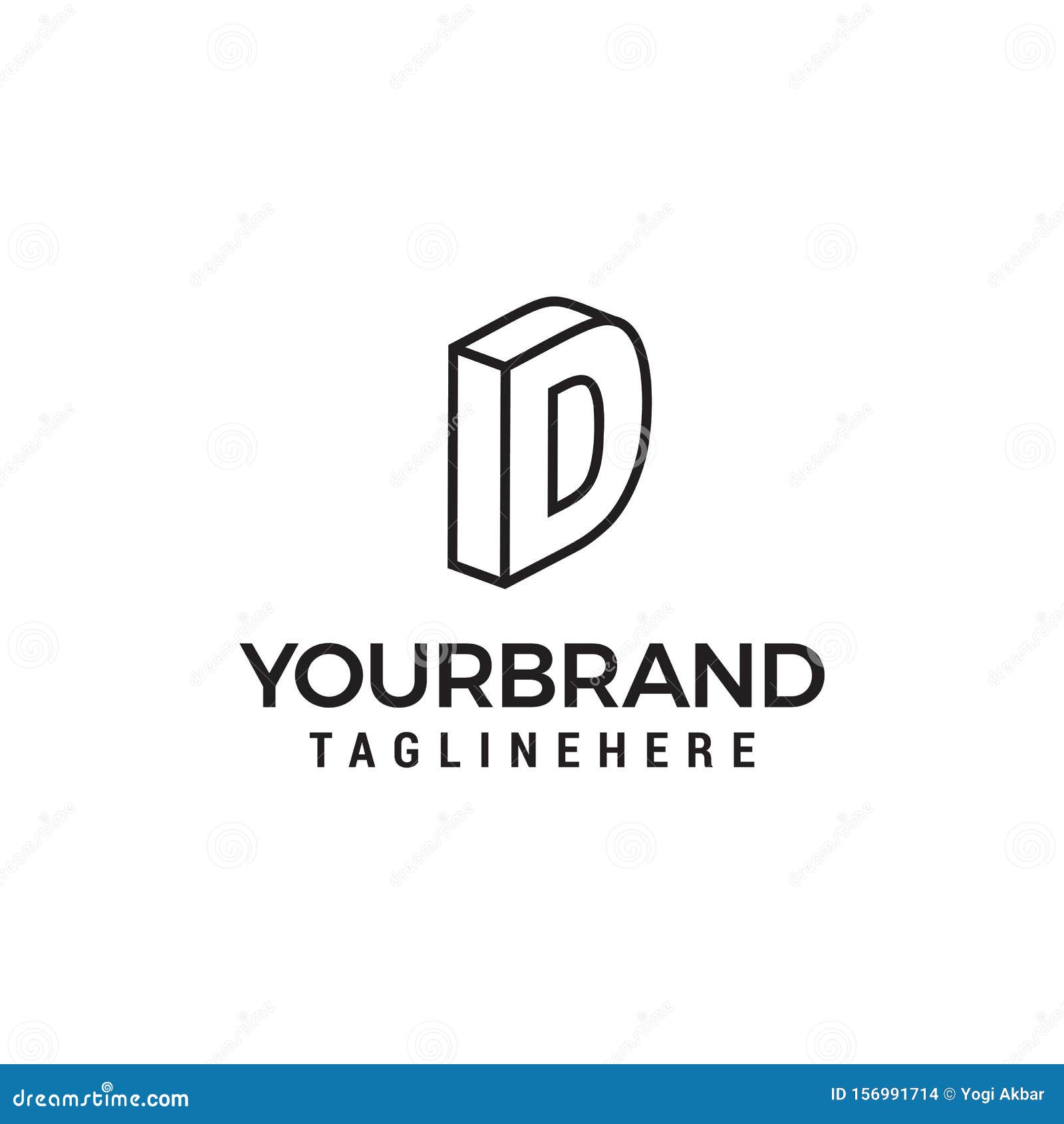 Letter D Logo 3D Isometric Lines Geometric Shape Template Design Vector ...
