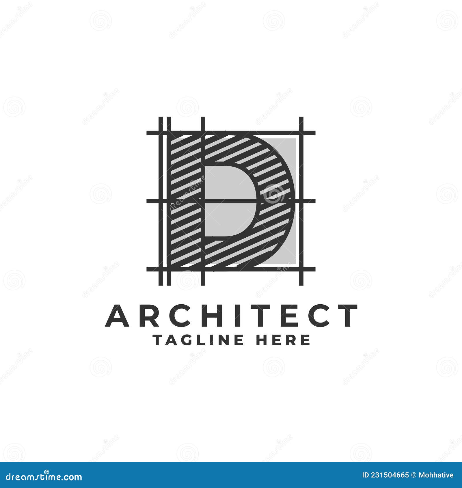 Letter D Logo with a Sketch Style. Architect Company Logo Vector ...
