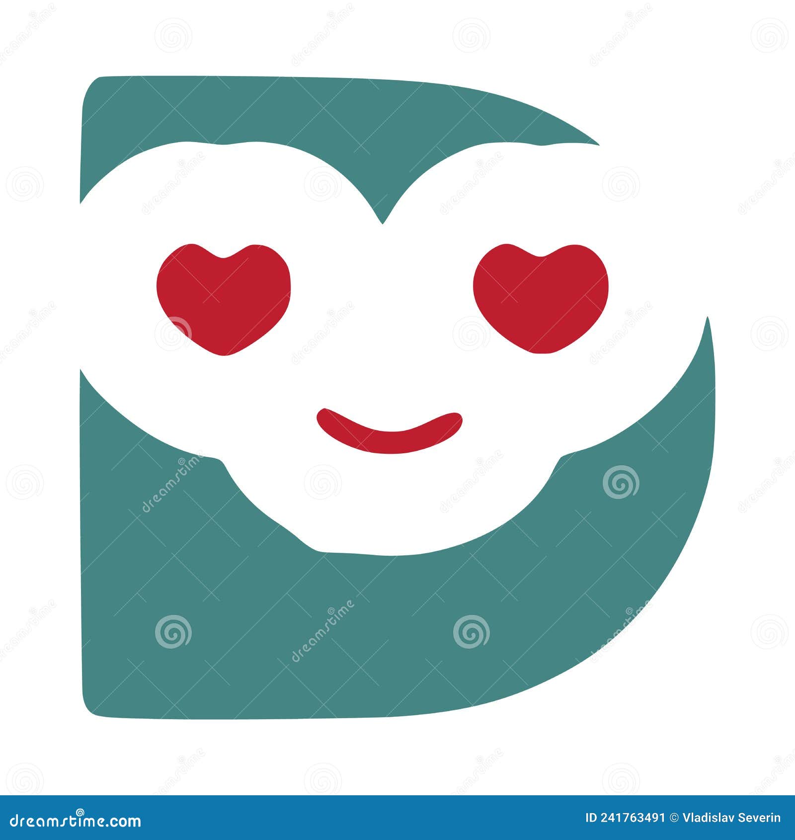 Letter D in Love is a Cute Smiley Stock Illustration - Illustration of ...