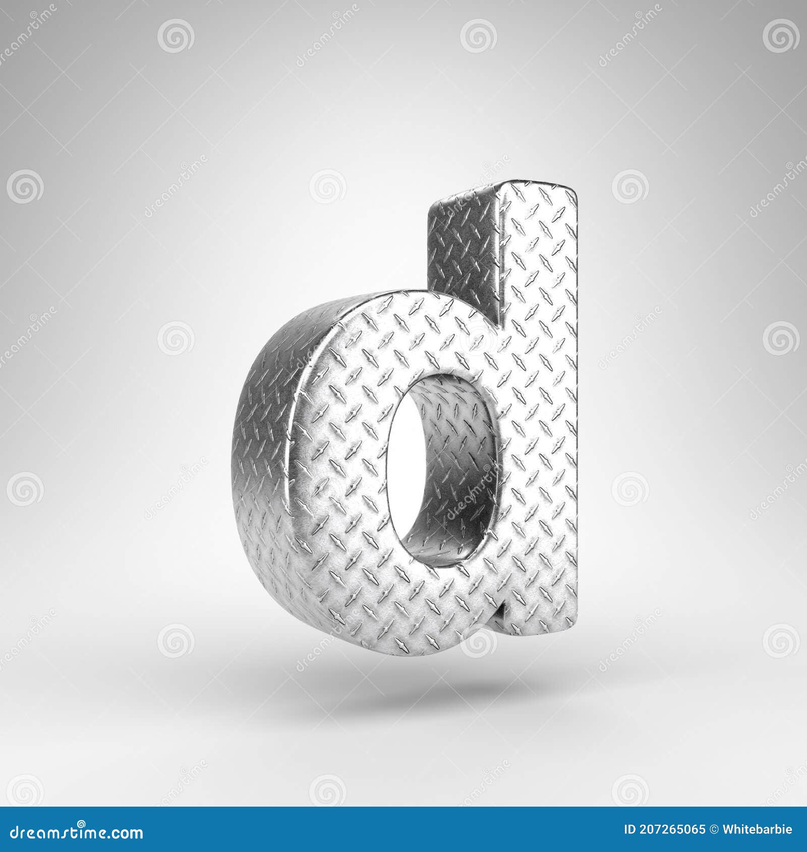 Letter D Lowercase on White Background. Aluminium 3D Letter with ...