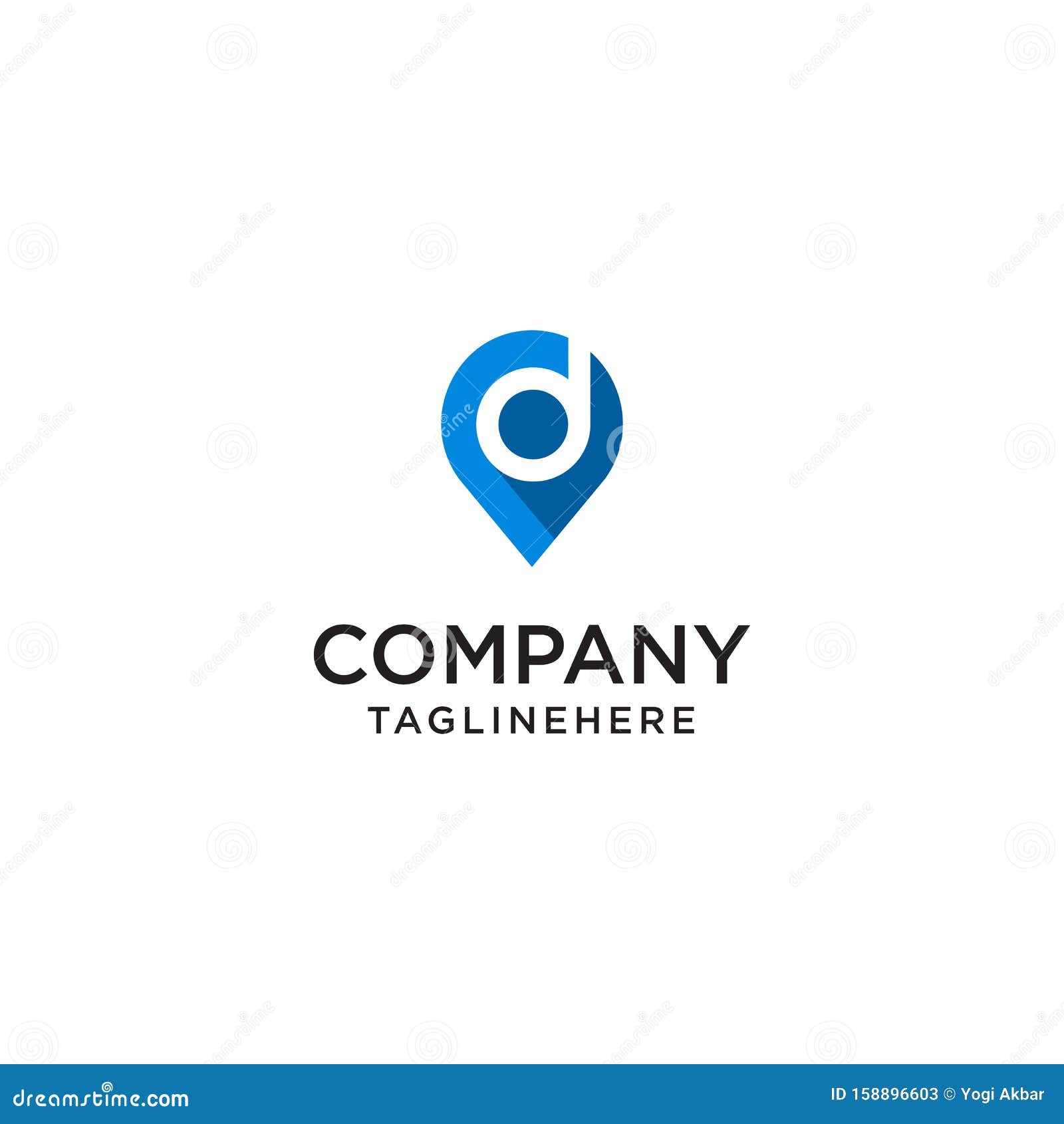 Letter D with Map Pointer Logo Design Concept Template Stock Vector ...