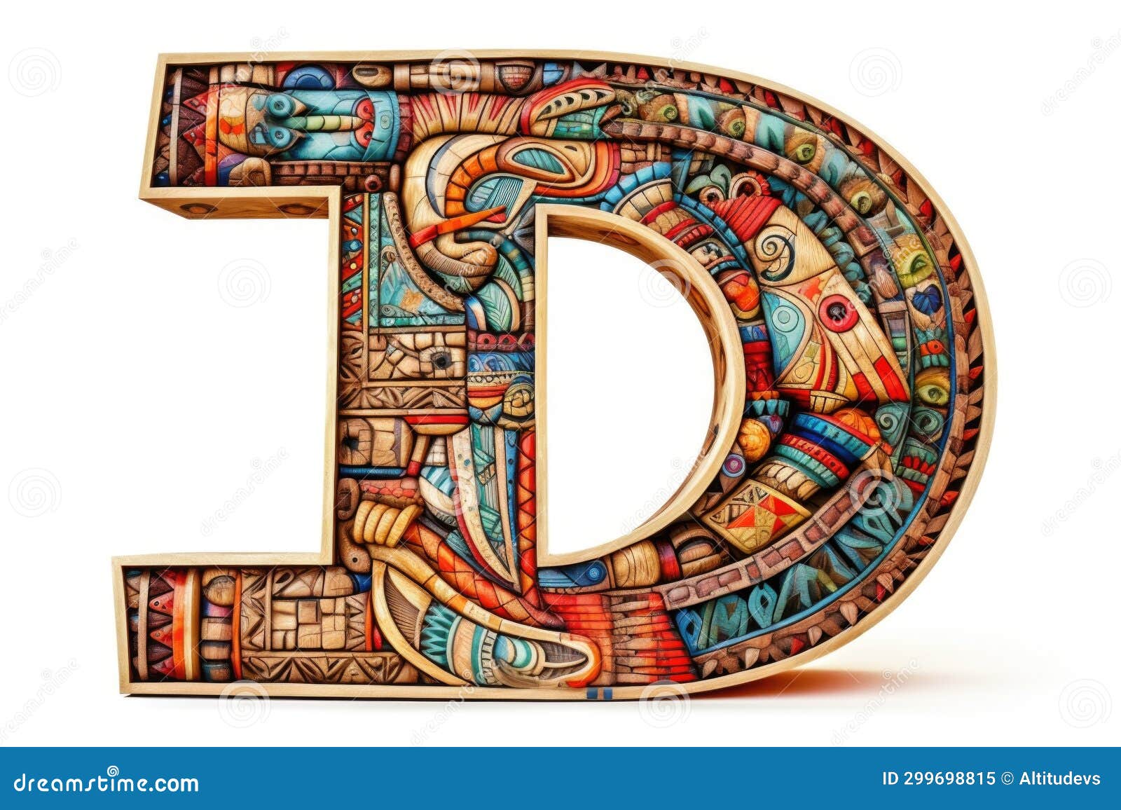 Letter D, Mayan Style, on White Background Stock Image - Image of font ...