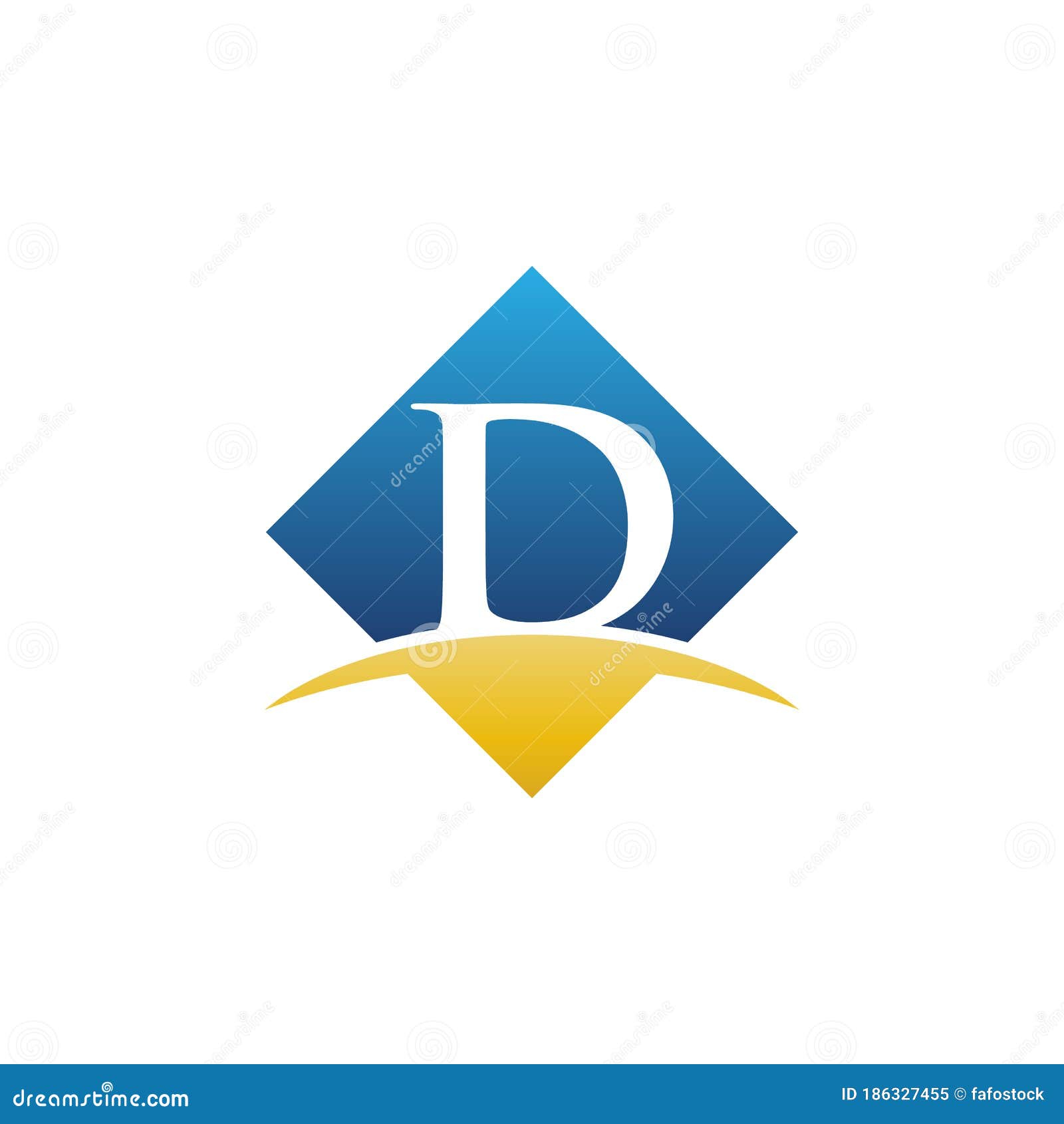 Letter D Negative Space with Swoosh in Diamond Shape Stock Vector ...