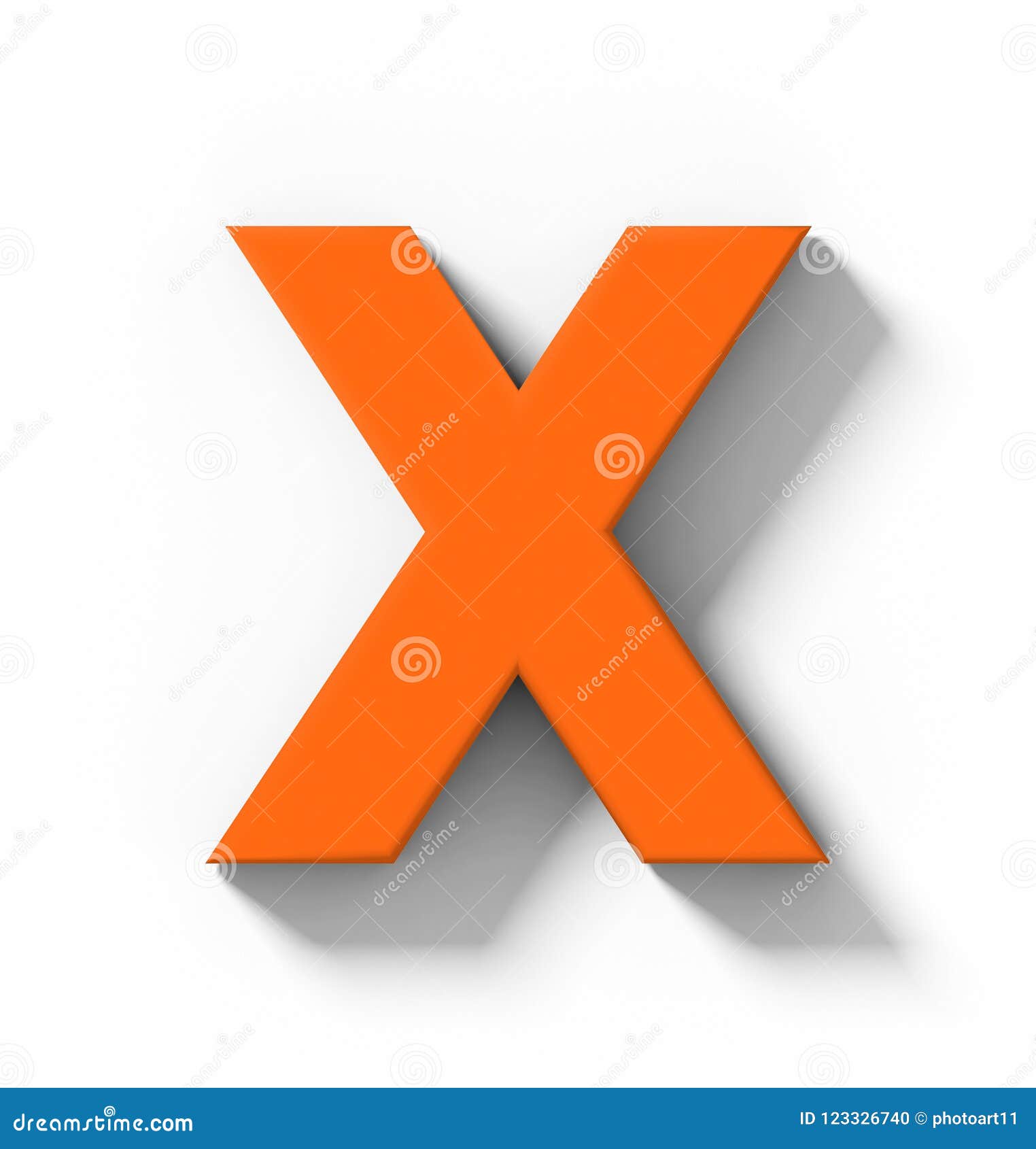 Letter X 3D Orange Isolated on White with Shadow - Orthogonal Pr Stock ...