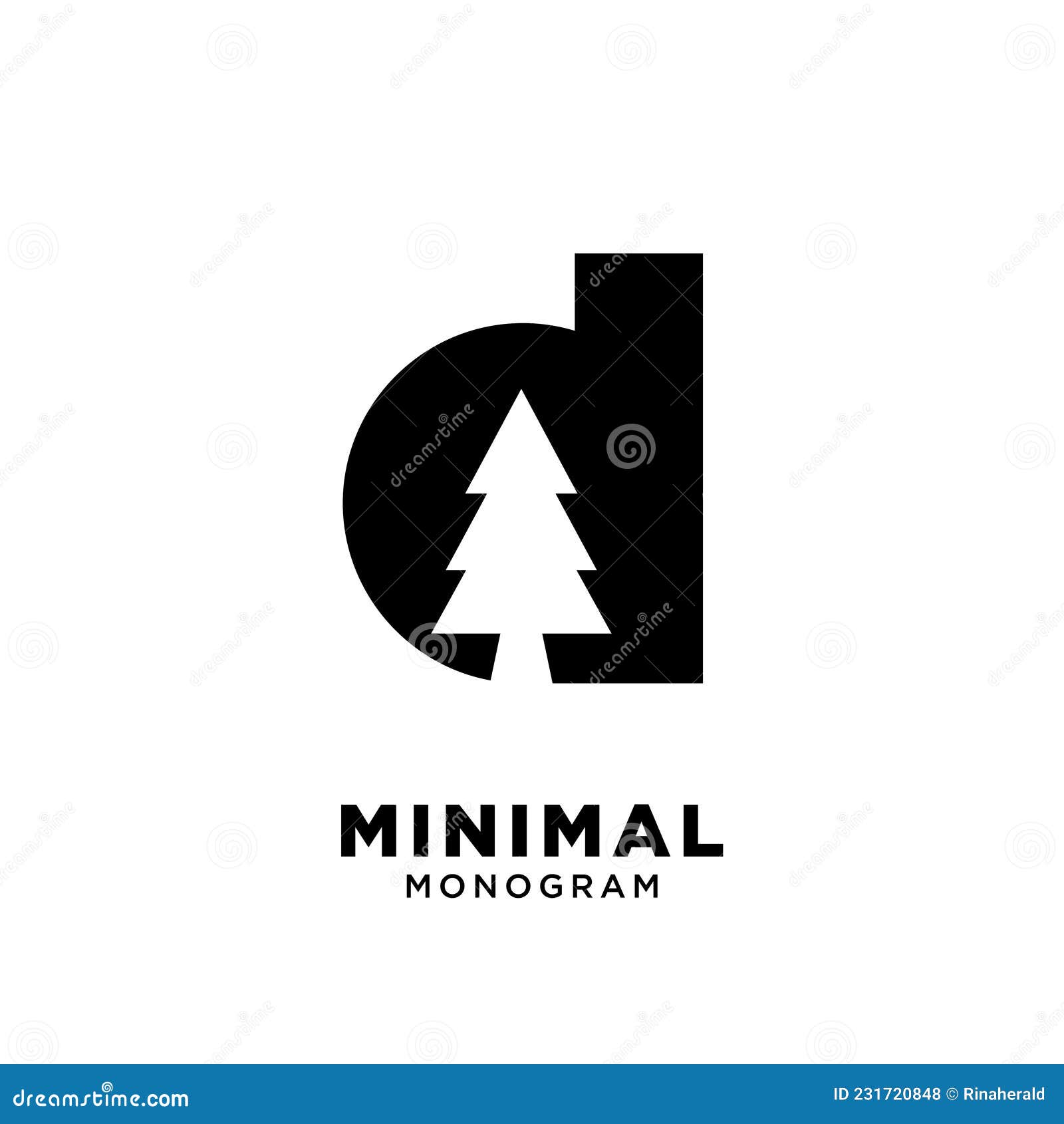 Letter D Pine Tree Initial Vector Logo Design Stock Vector ...