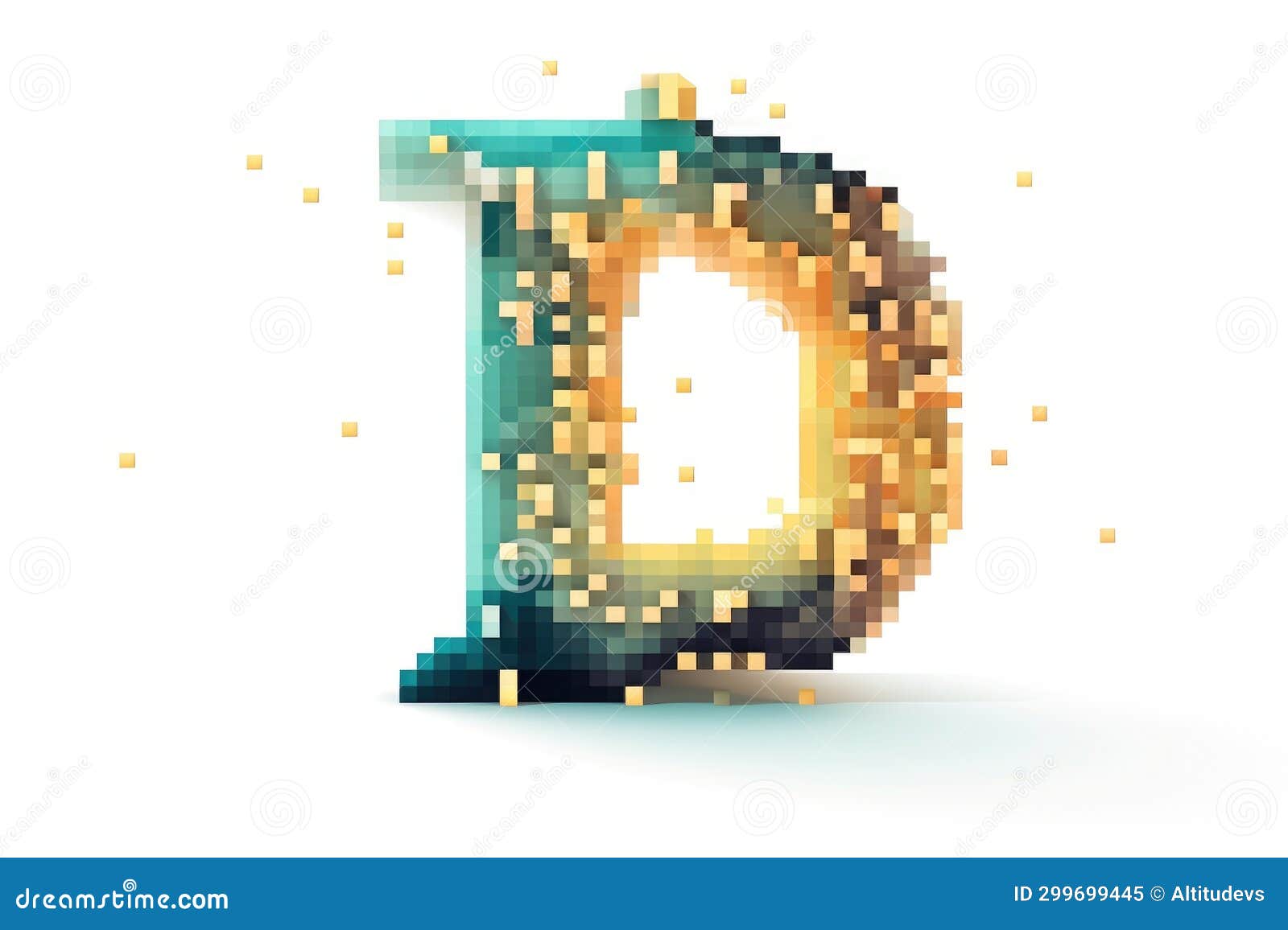 Letter D, Pixel Art Style, on White Background Stock Illustration ...