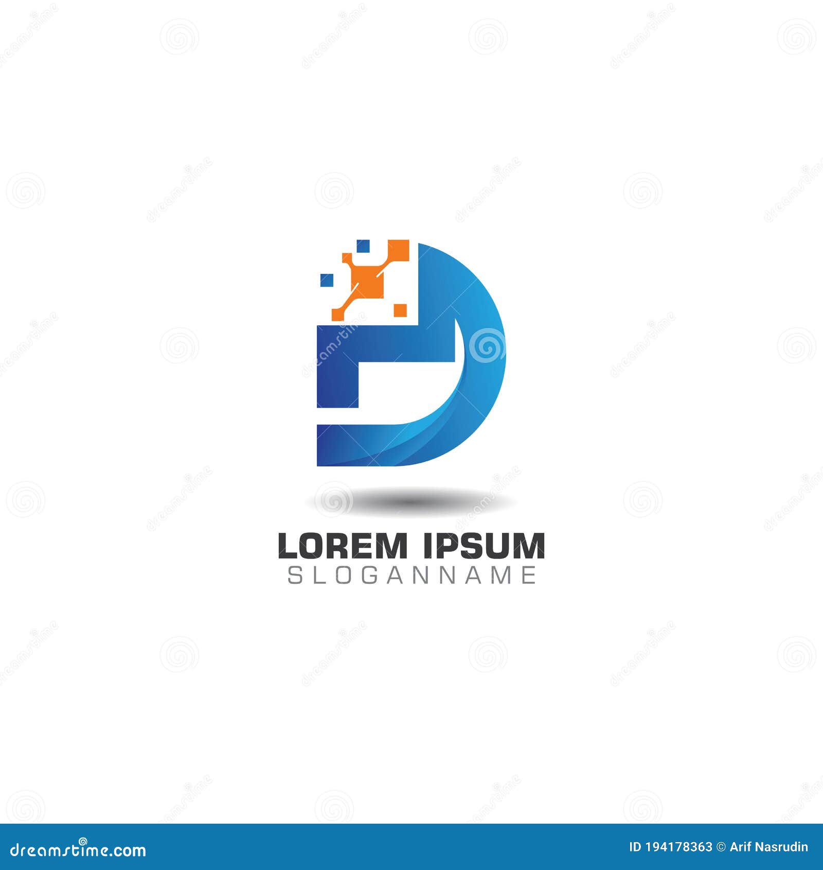 Letter D Pixel Logo with Technology Template Concept Network Icon ...