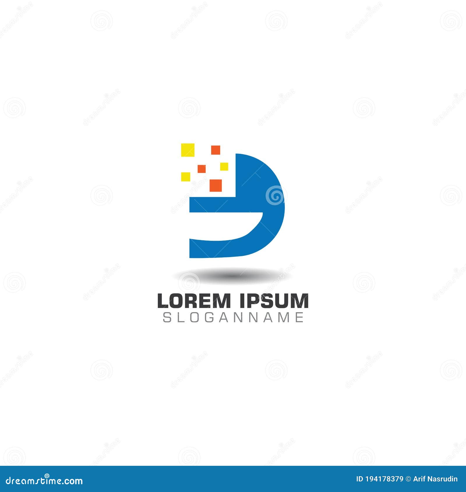 Letter D Pixel Logo with Technology Template Concept Network Icon ...