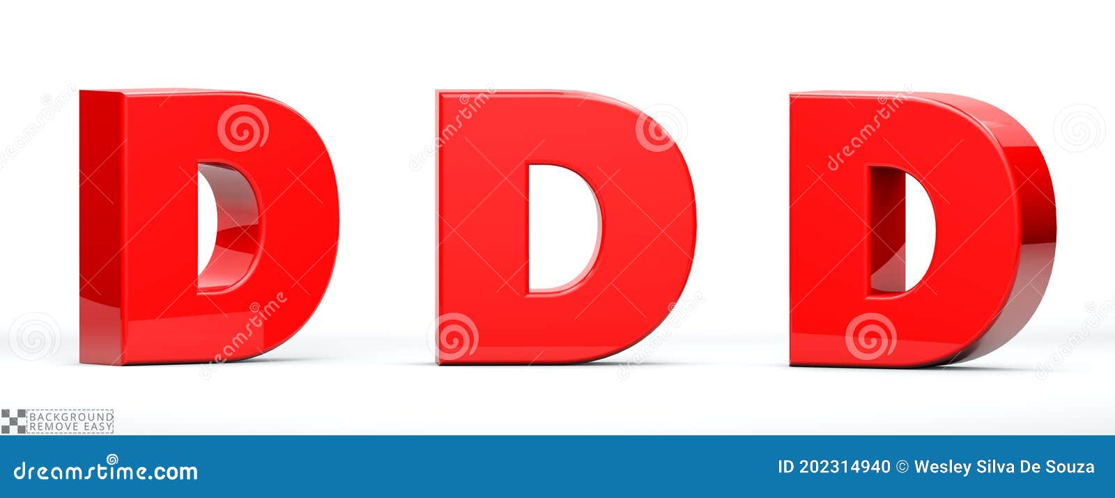 Letter D, of Red Color in 3 Positions. 3d Render Illustration at ...