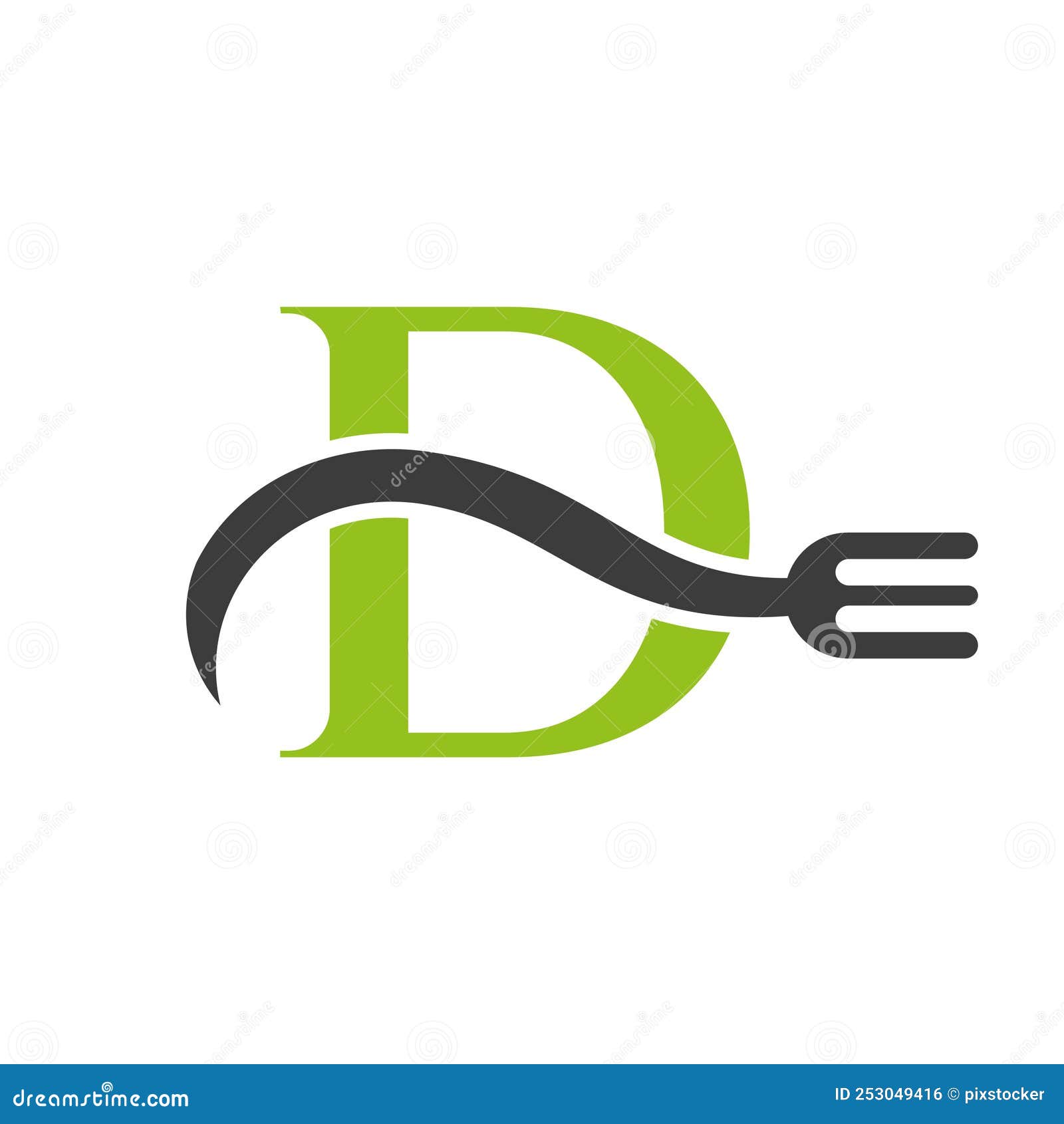 Letter D Restaurant Logo Concept with Fork Vector Template Stock Vector ...