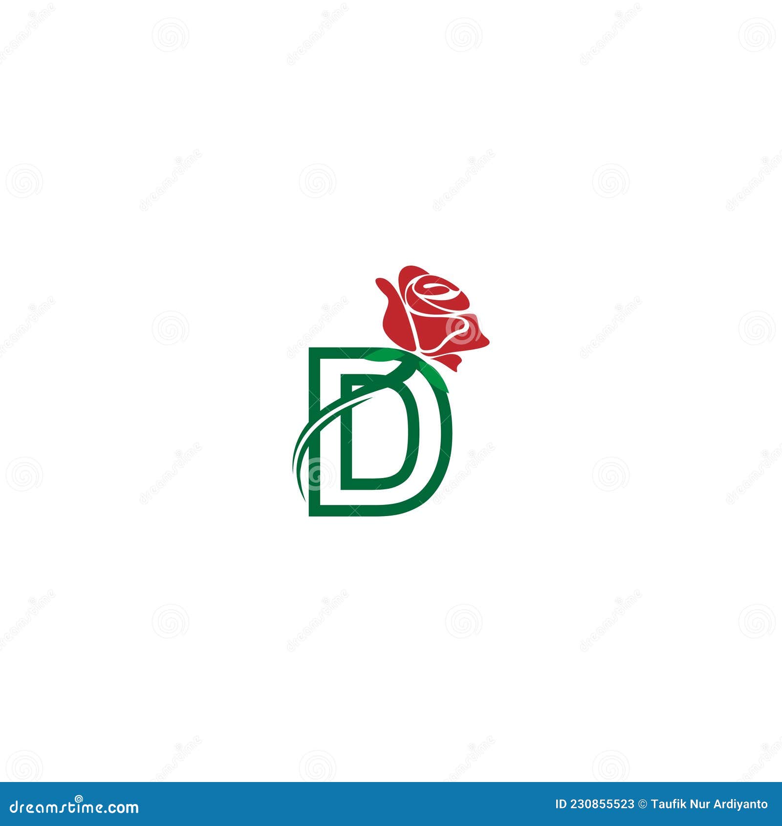 Letter D with Rose Icon Logo Vector Template Stock Vector ...