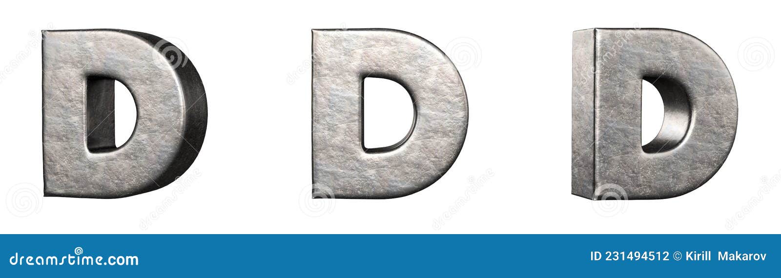 Letter D from a Scratched Iron Letters Collection. Isolated Stock ...