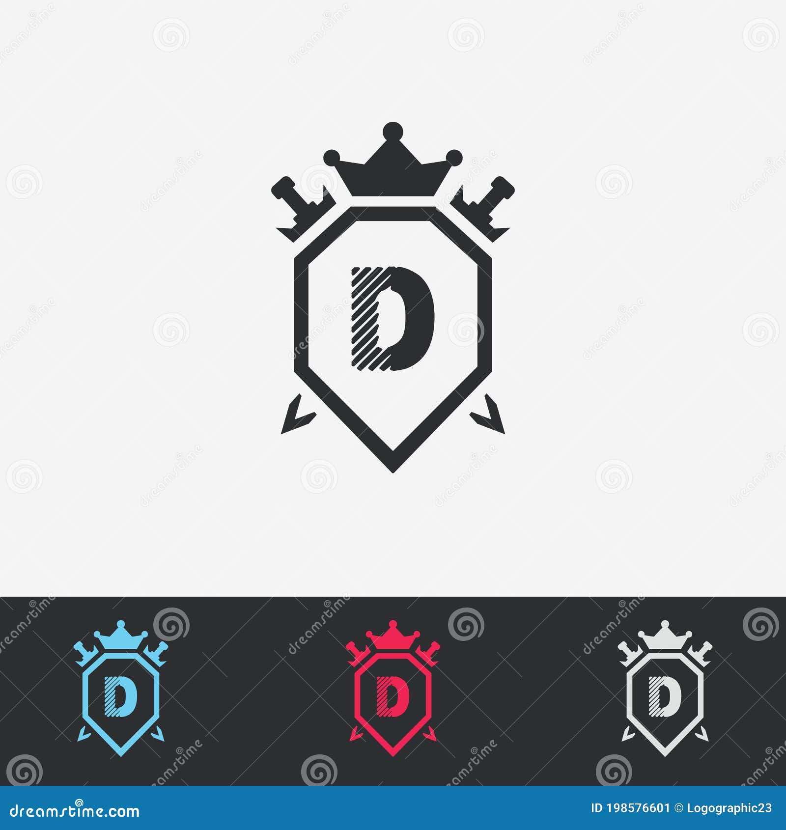 Letter D Shield, Sword, Crown -Abstract Logo - Vector Design Stock ...