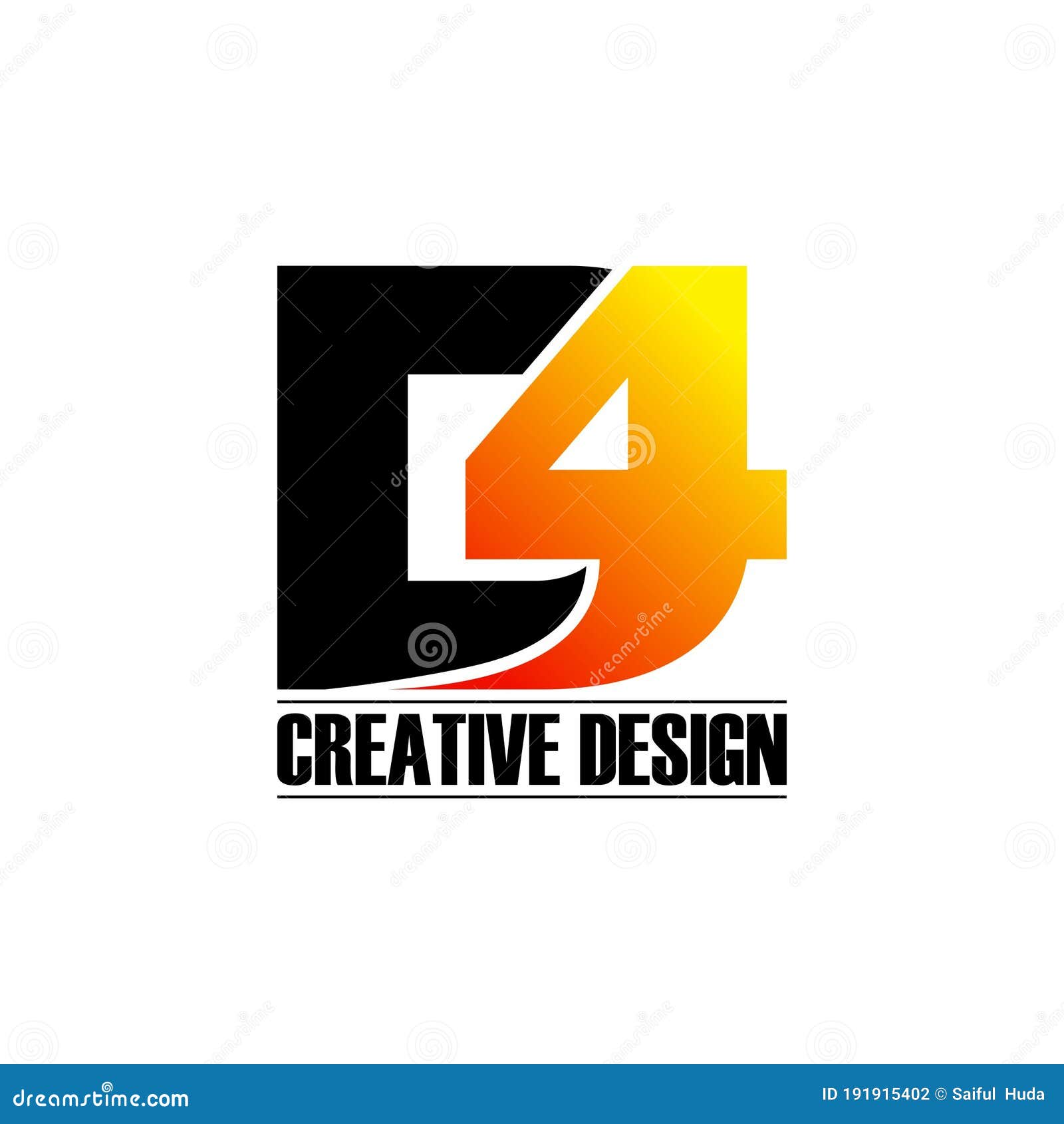 Letter D4 Simple Monogram Logo Icon Design. Stock Vector - Illustration ...