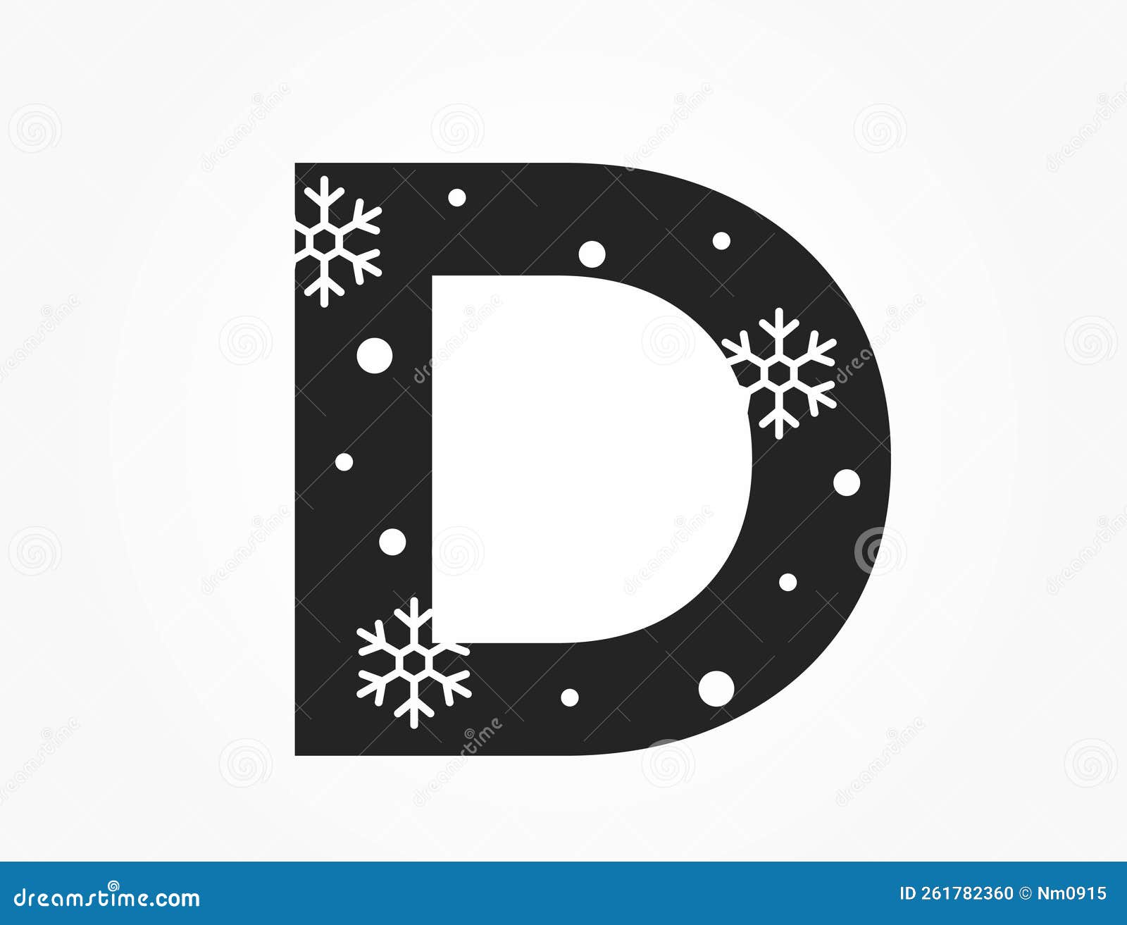 Letter D with Snowflake and Snow. Creative Element for Christmas, New ...