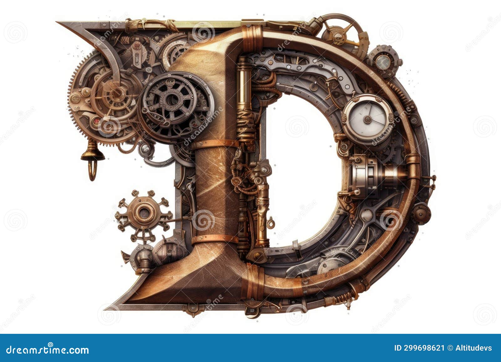 Letter D Steampunk Style On White Background Stock Image Image Of Character Steampunk