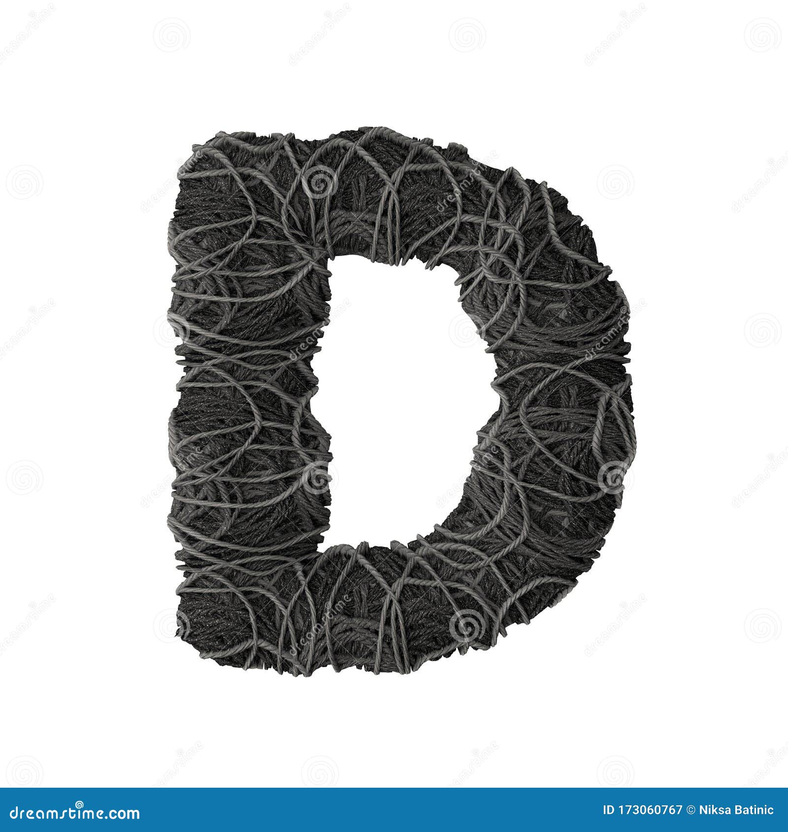 Letter D Stylized in the Form of a Rope Pile Stock Illustration ...