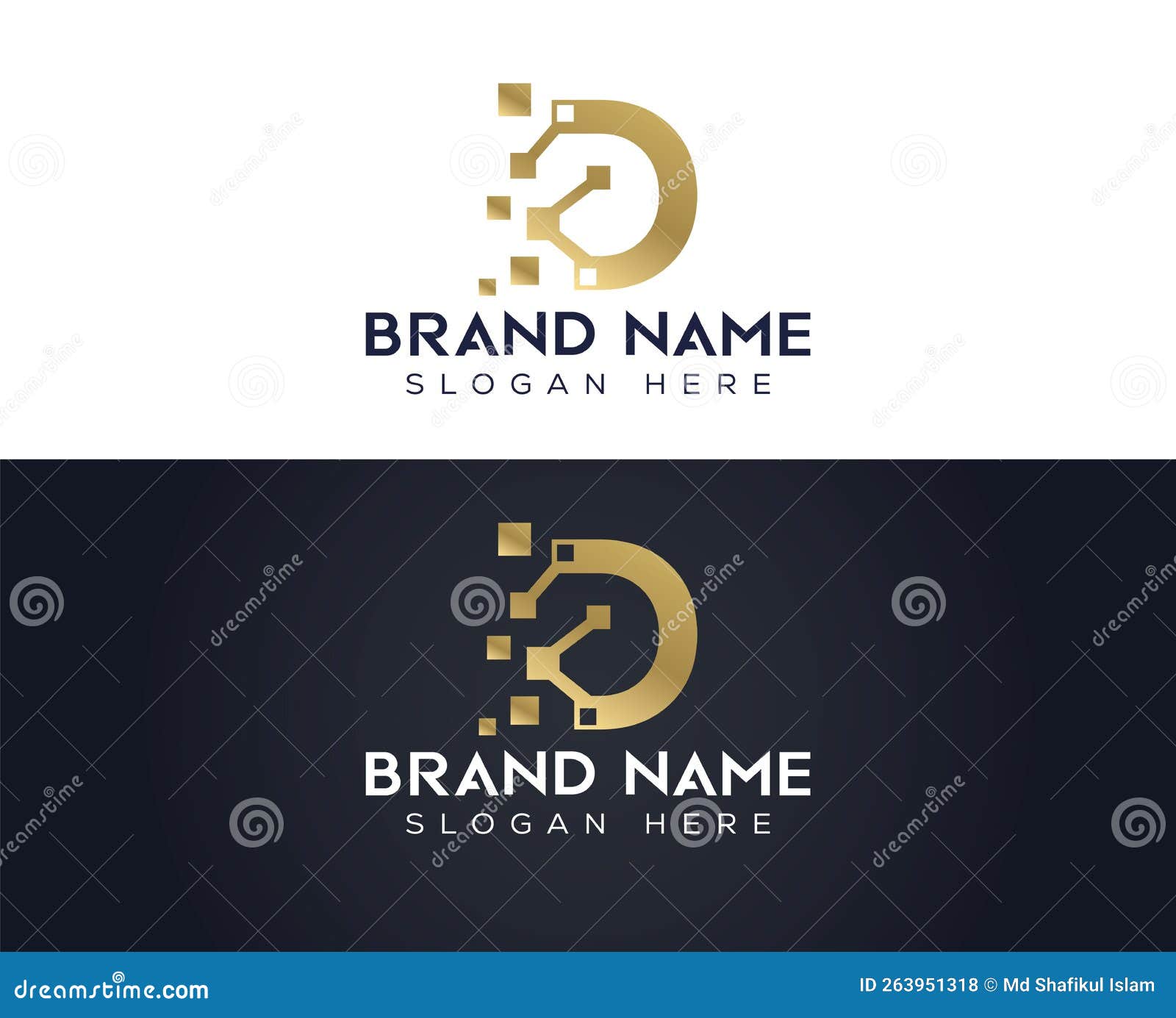 Letter D TECH Vector Logo Design Stock Illustration - Illustration of ...