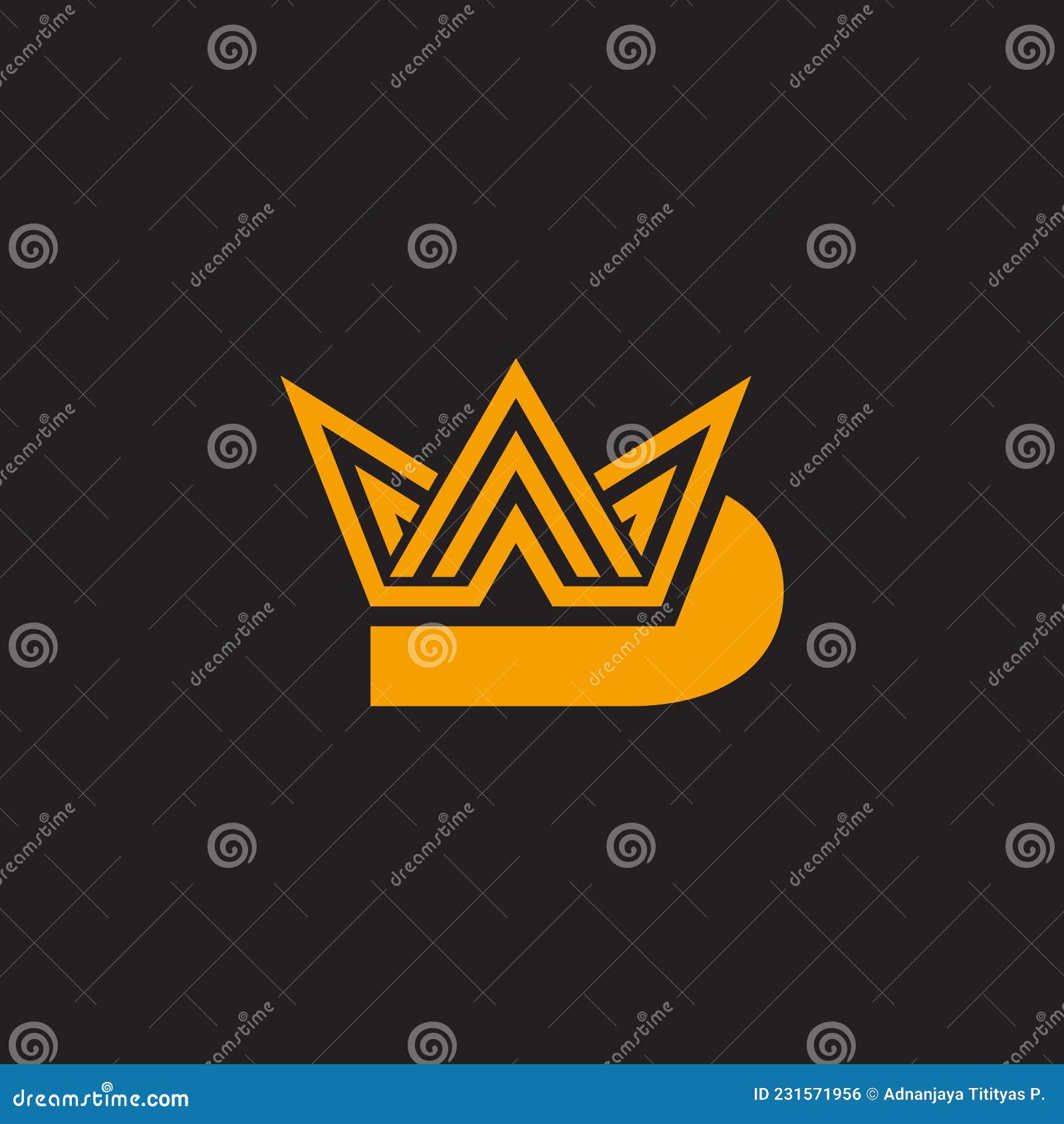 Letter D Triangle Stripes Crown Geometric Design Logo Vector Stock ...
