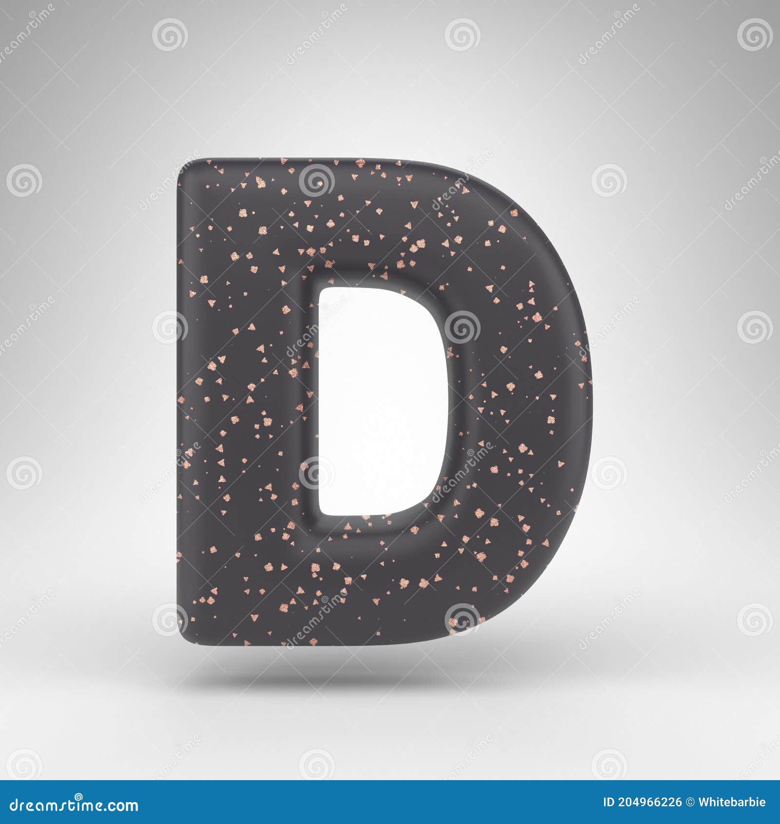 Letter D Uppercase on White Background. Black Matte 3D Letter with ...