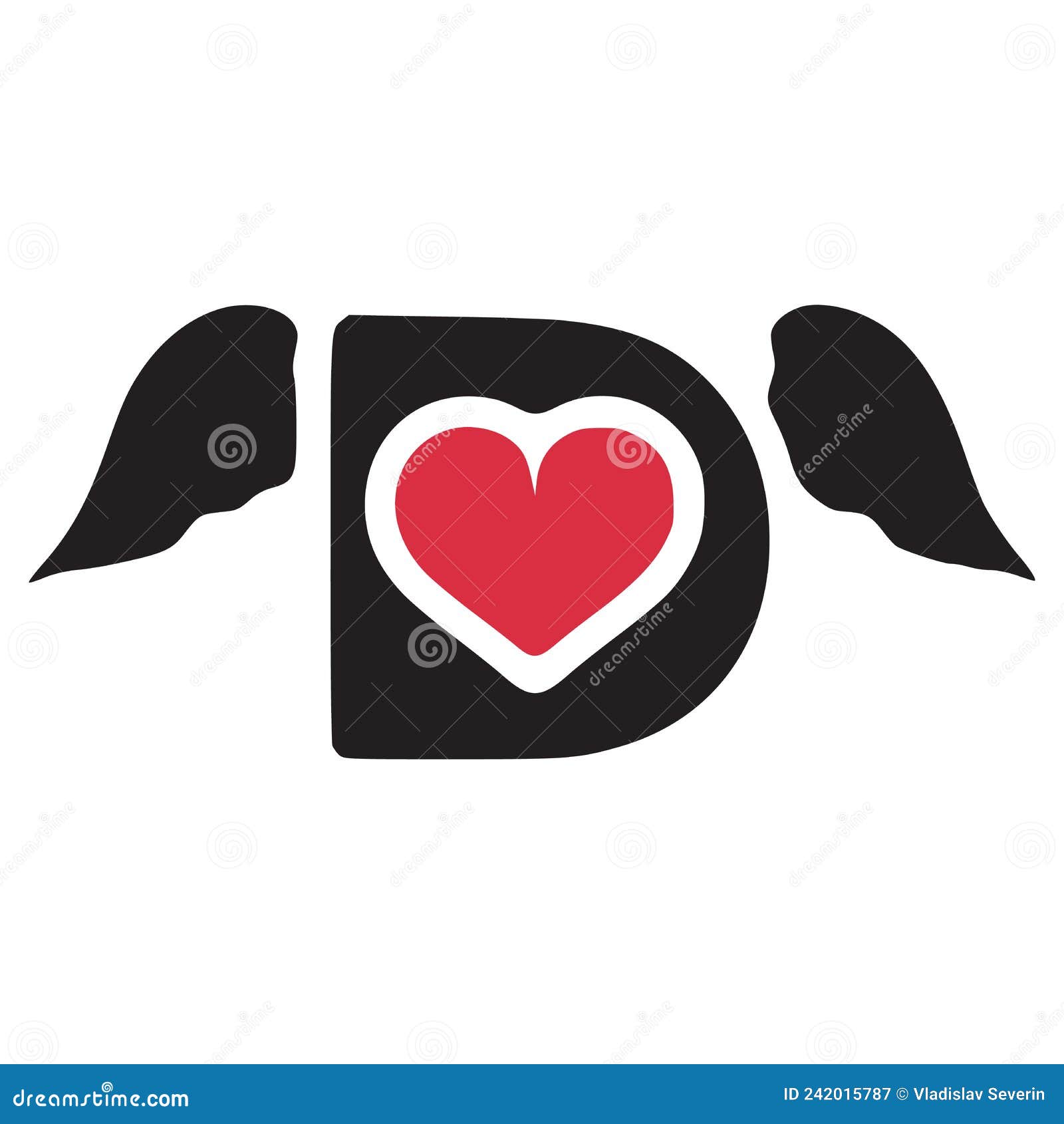 Letter D with Wings and Heart Symbol Stock Vector - Illustration of ...