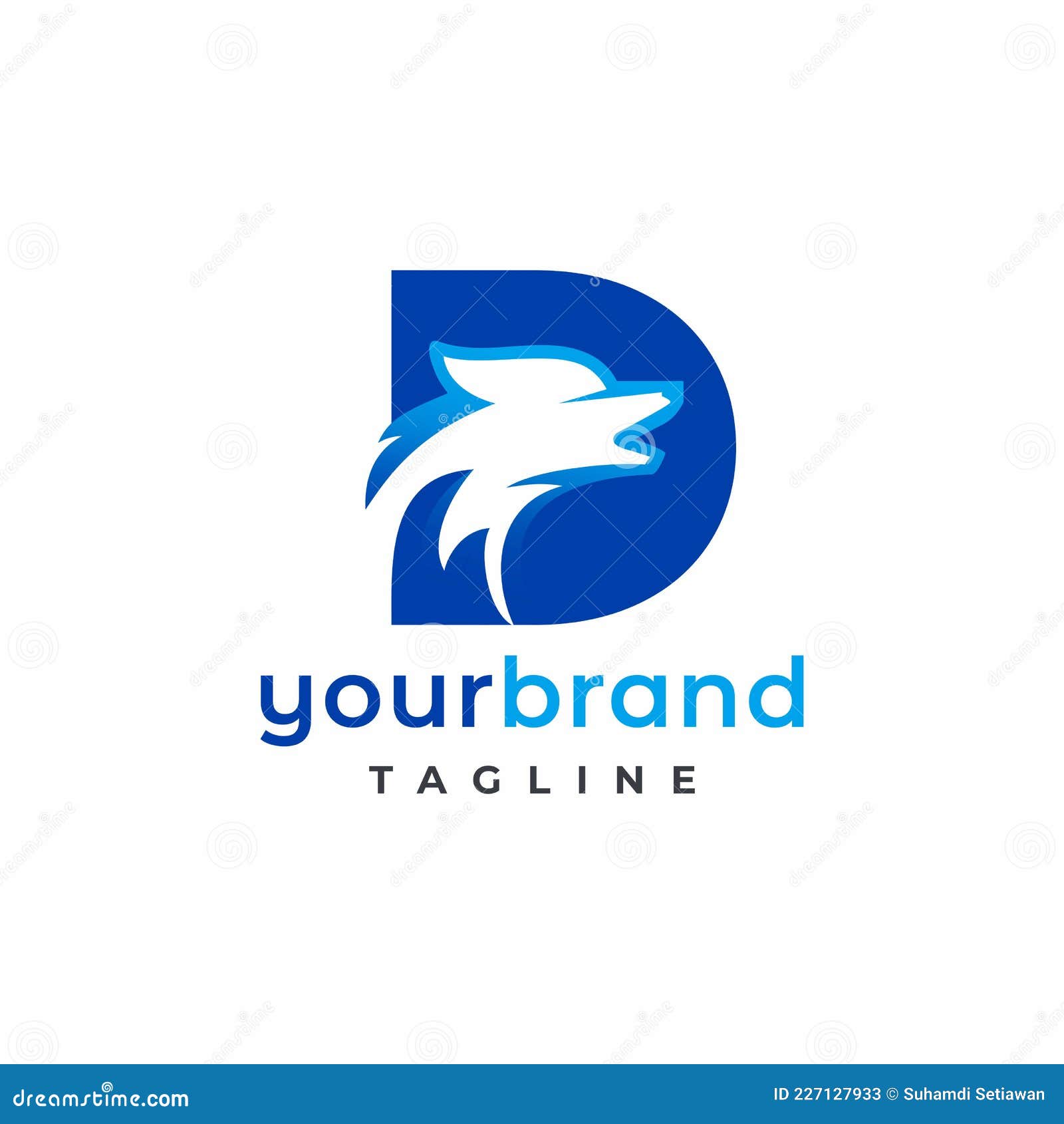 Letter D Wolf Logo Design Vector , Initial Gaming Logo Stock Vector ...