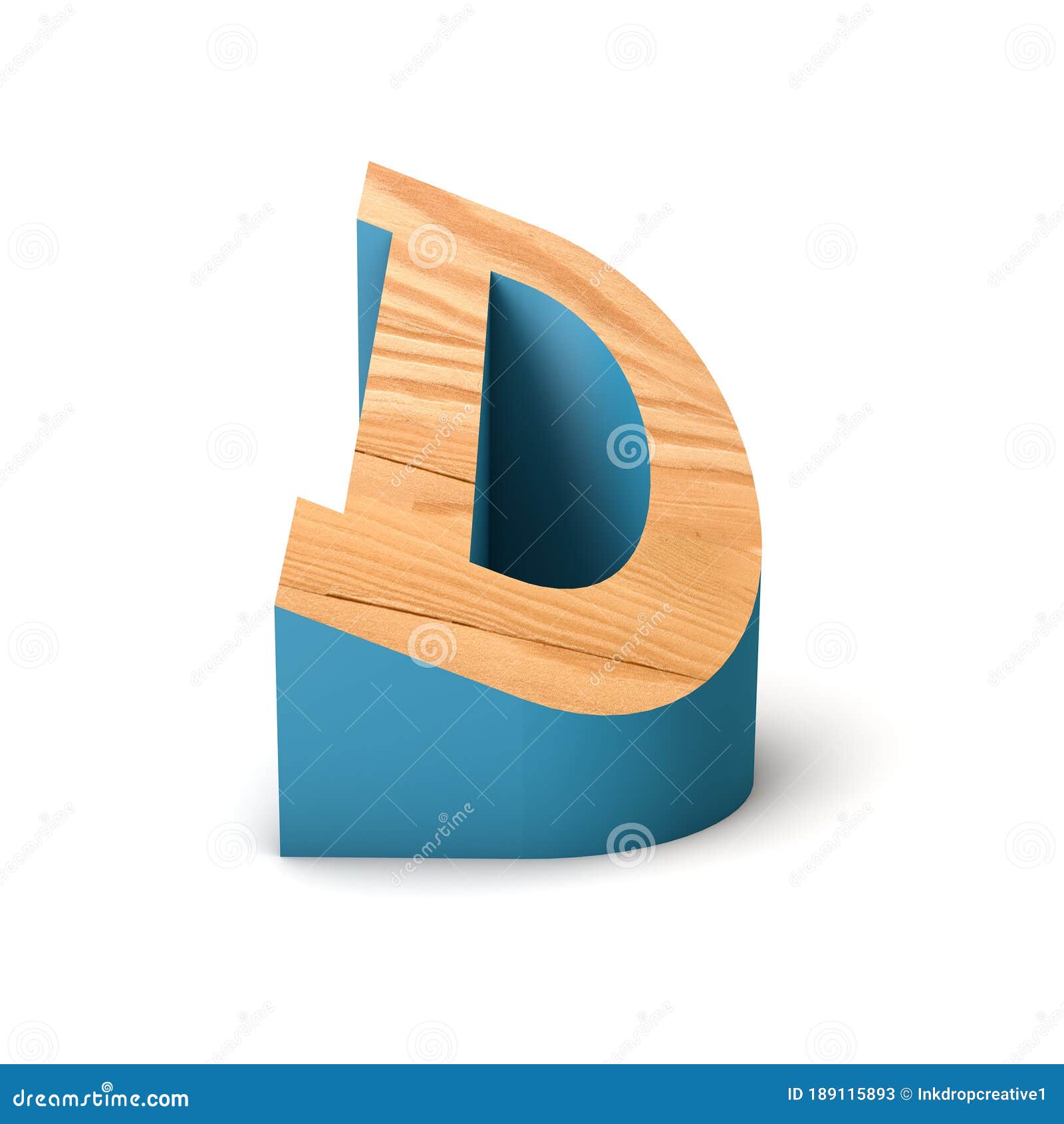 Letter D Wooden Angled Font. 3D Rendering Stock Illustration ...