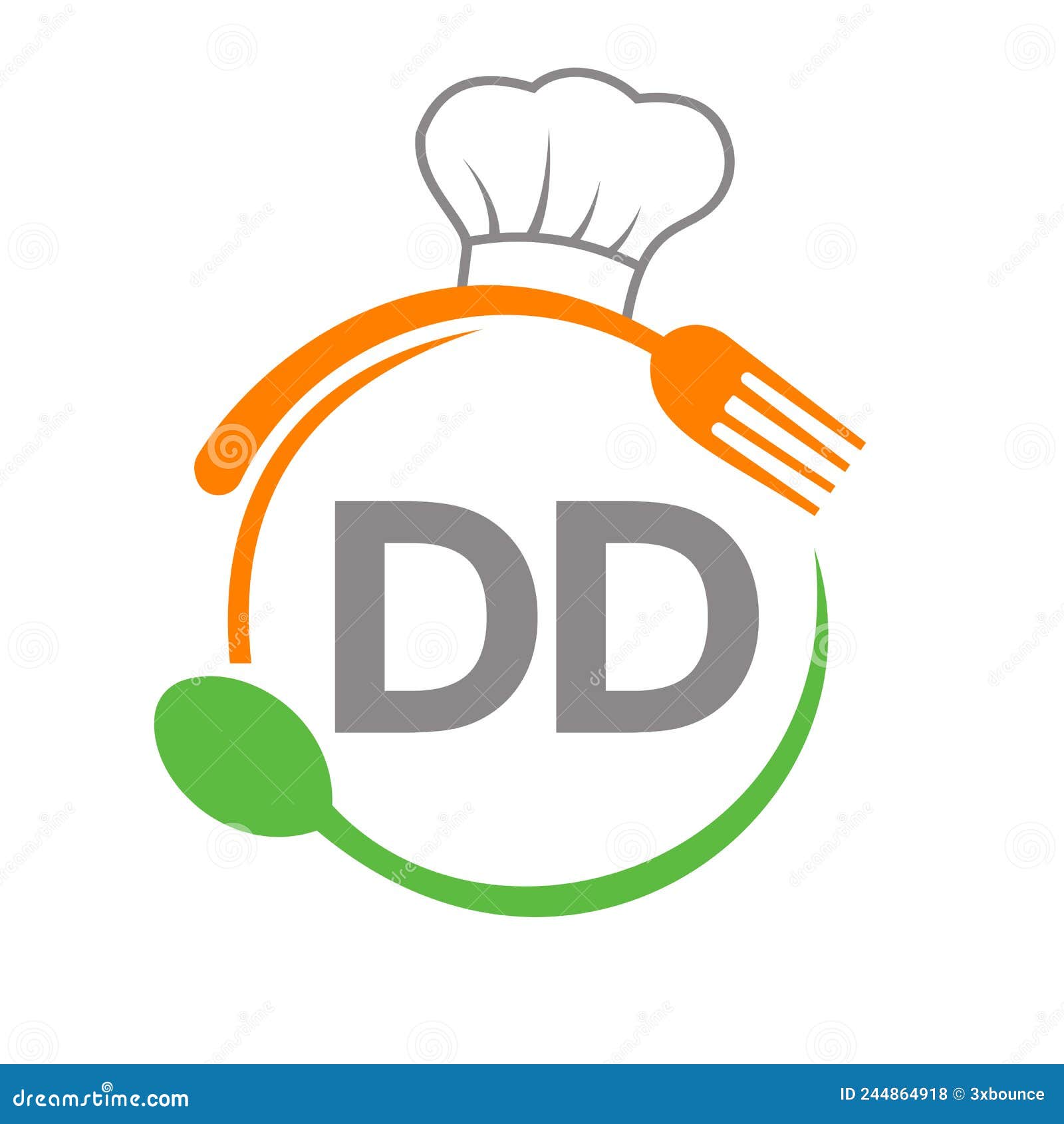 Letter DD Restaurant Logo with Chef Hat Spoon and Fork Template ...