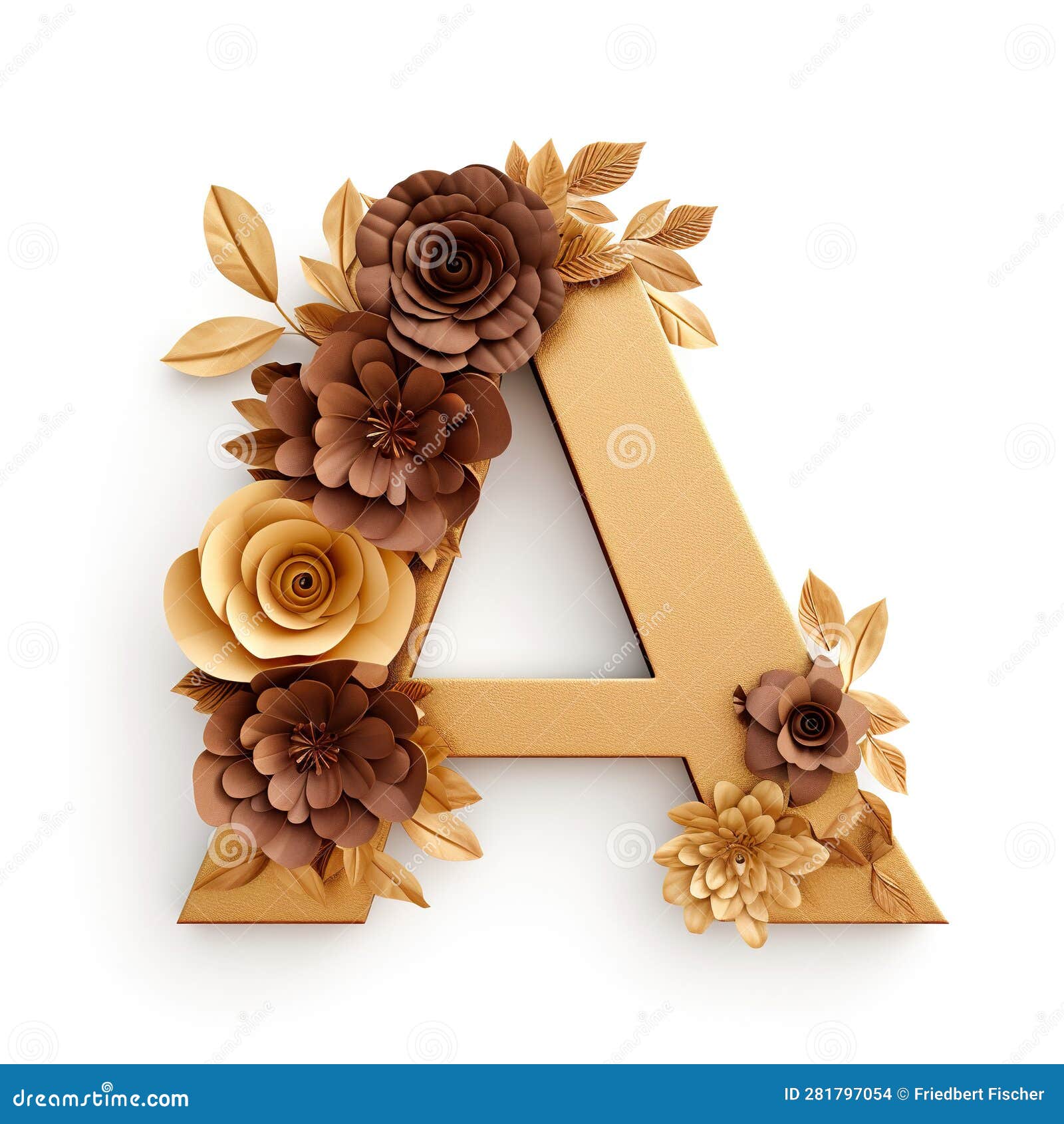 The Letter a is Decorated with Paper Flowers. Generative AI Image ...