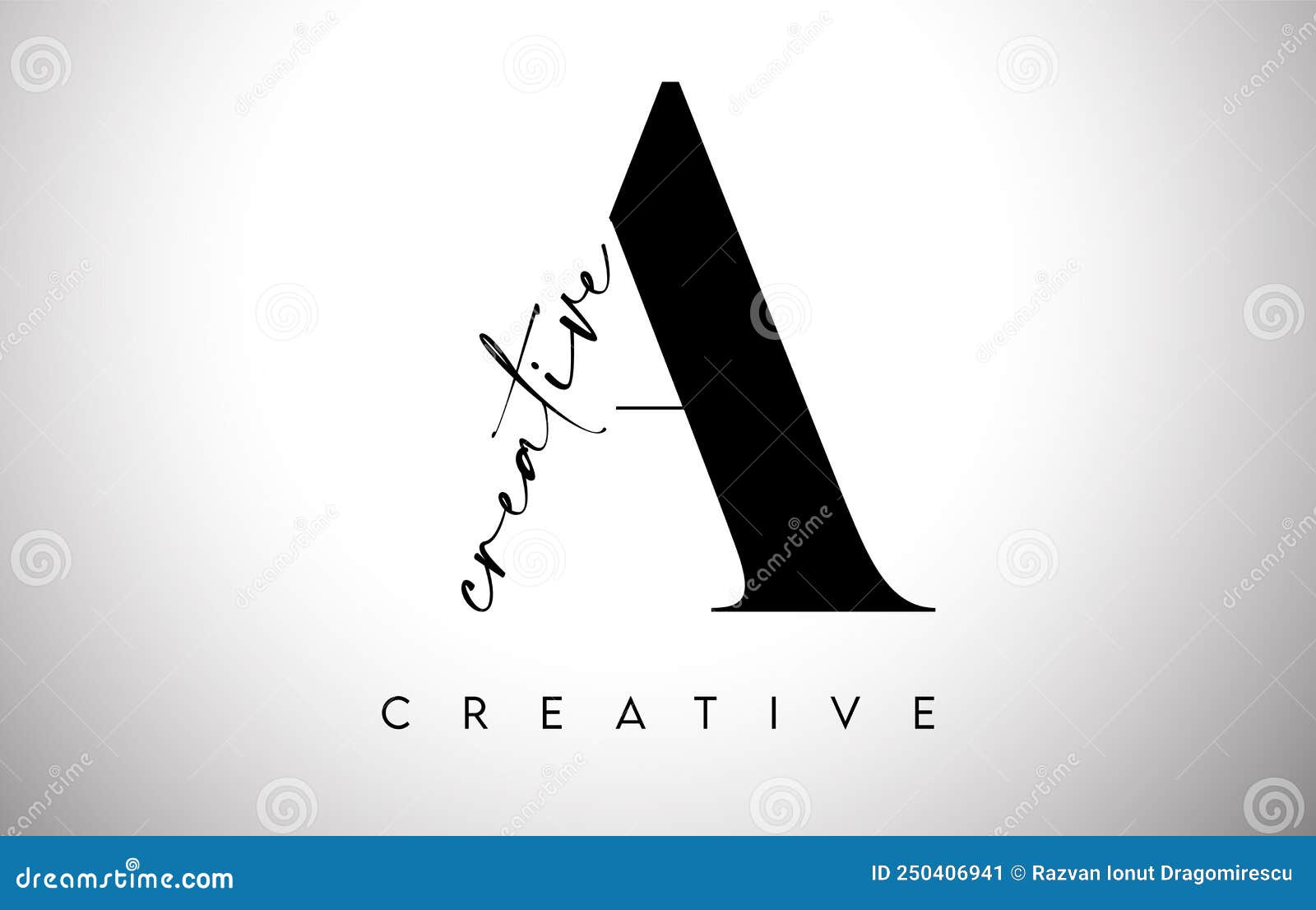 A Letter Design with Creative Cut and Serif Font in Black and White ...