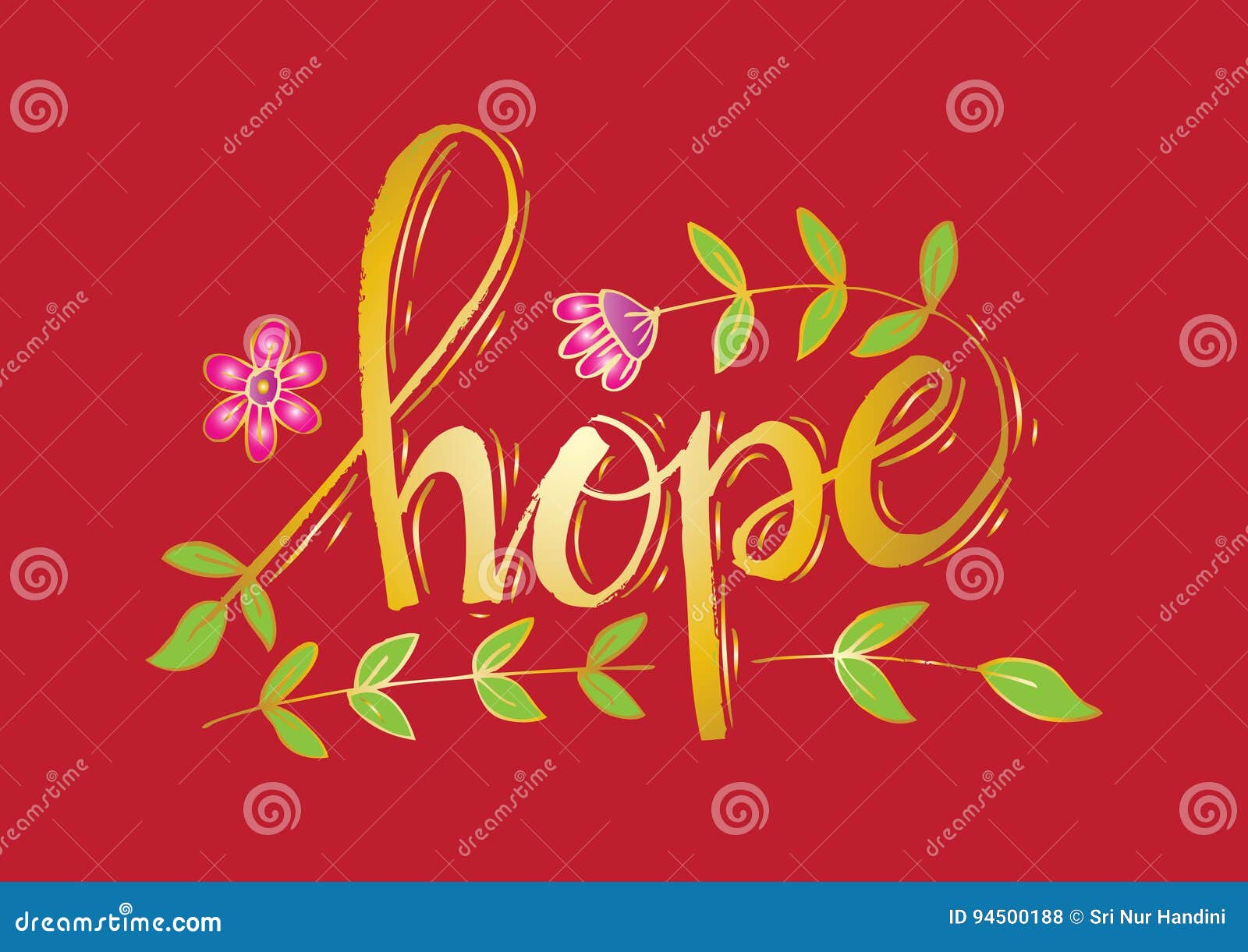 Letter Design- Hope with Floral Stock Illustration - Illustration of ...