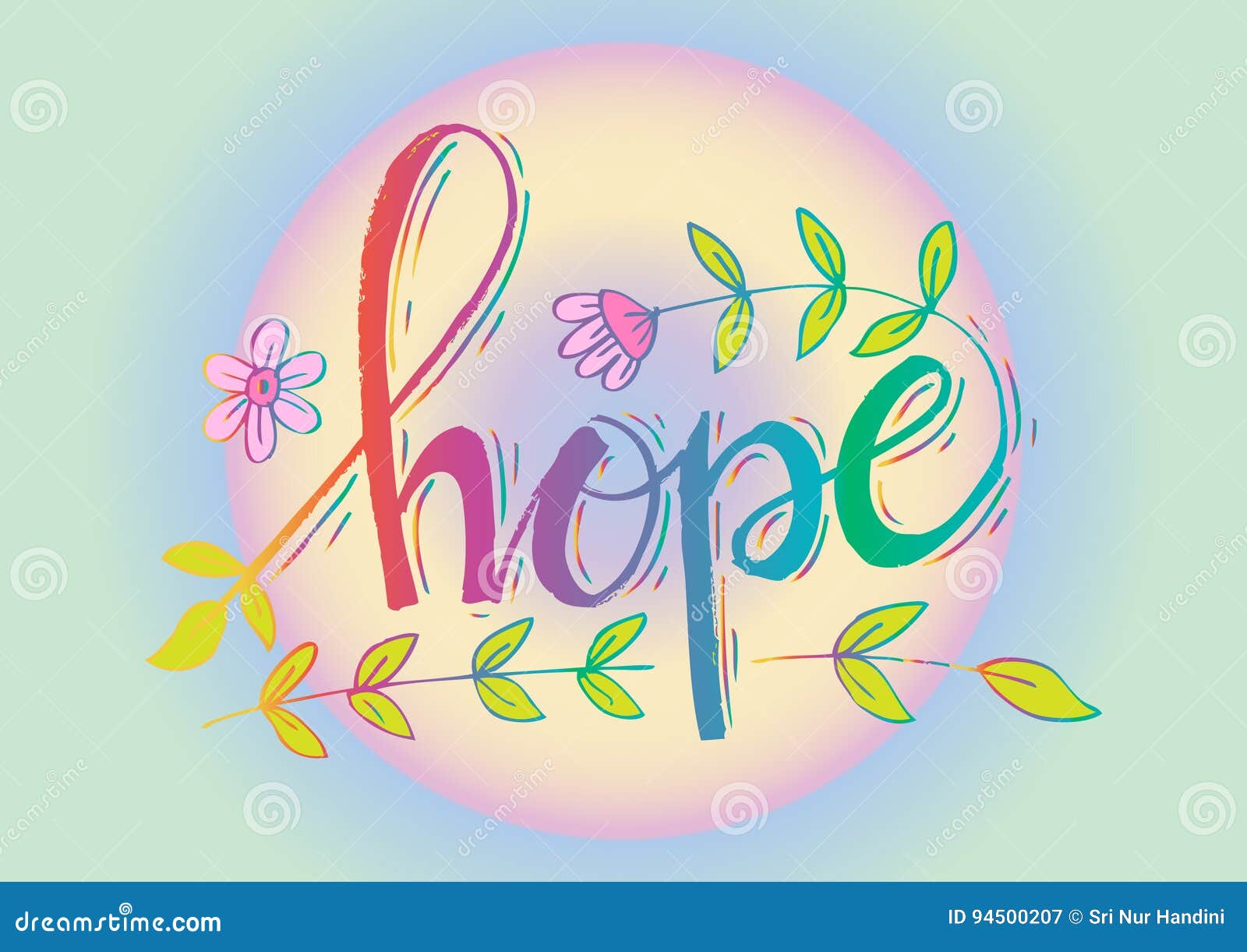 Letter Design- Hope with Floral Stock Illustration - Illustration of ...