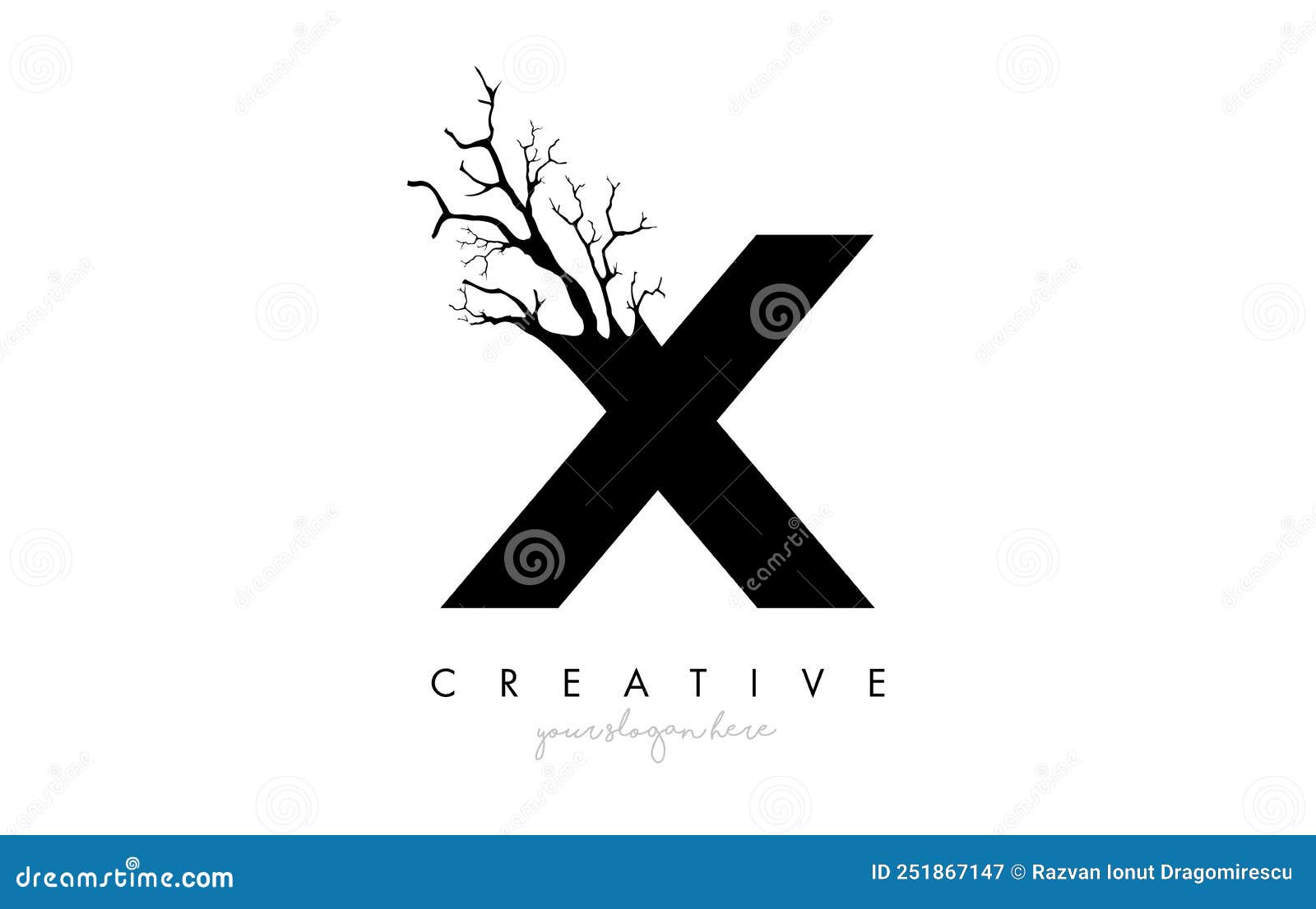 Letter X Design Logo with Creative Tree Branch. X Letter Tree Icon Logo ...