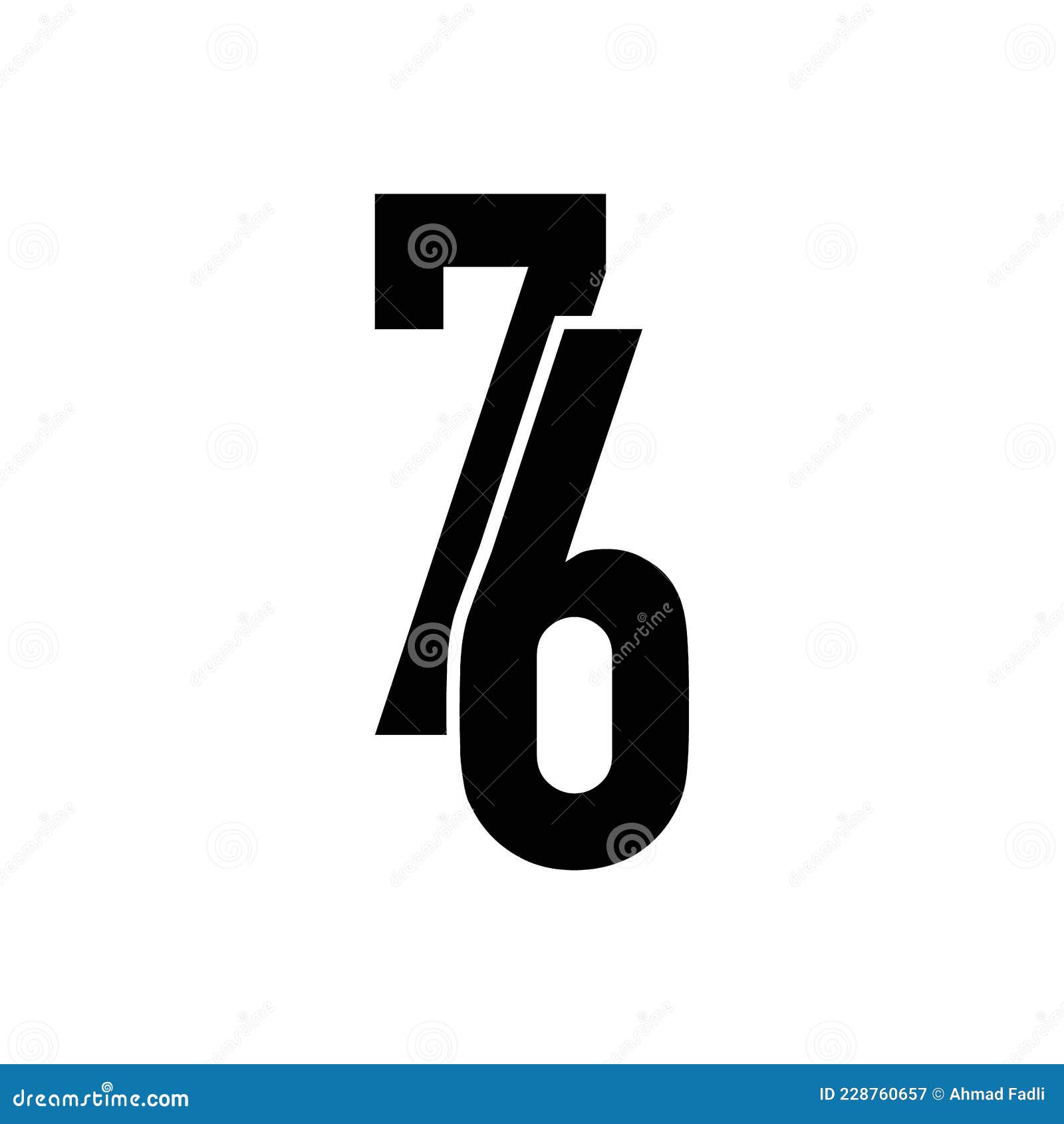 76 Letter Design Template. Vector White and Black Colors Stock Vector ...