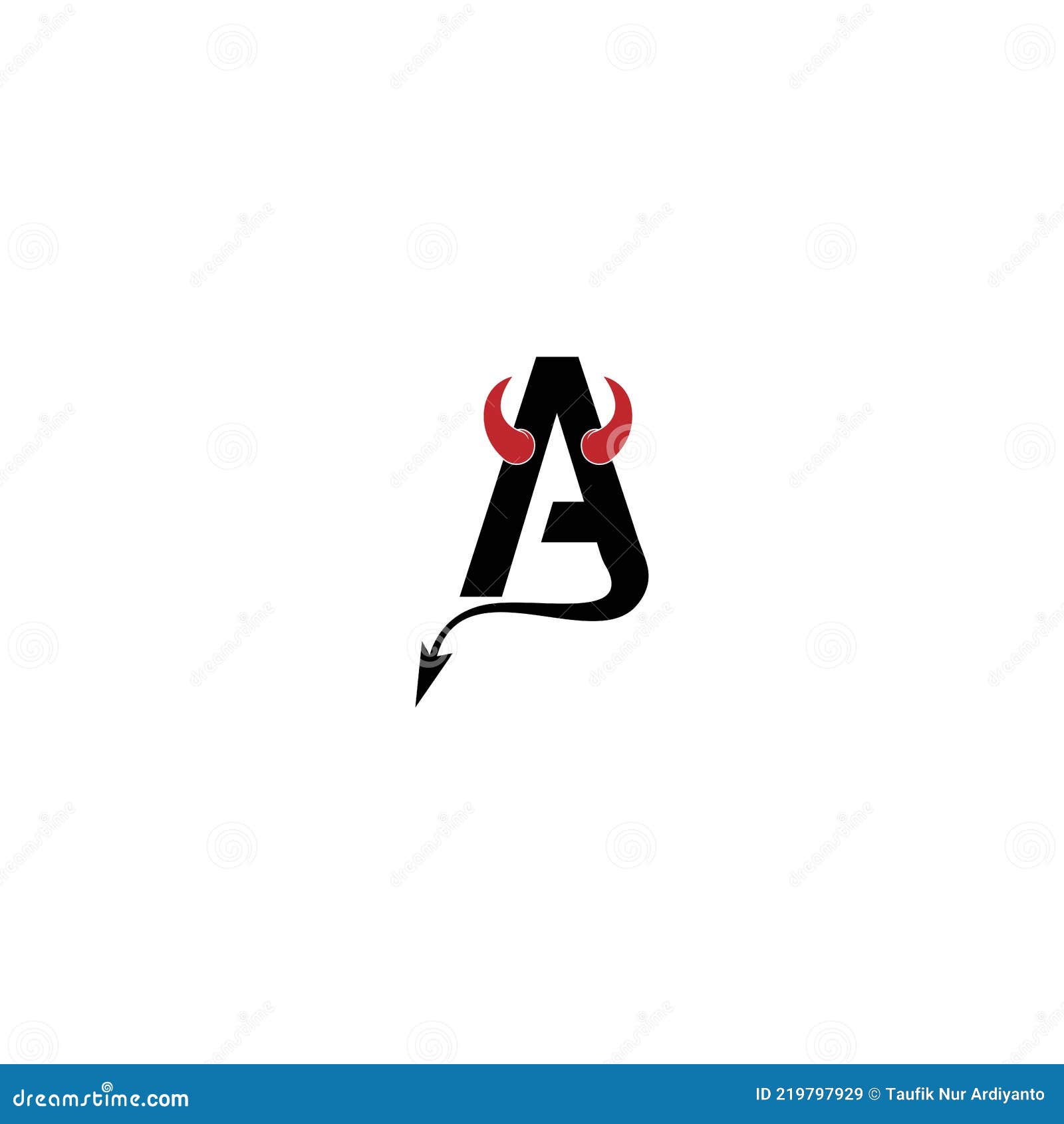 Letter a with Devil`s Horns and Tail Icon Logo Design Vector Stock ...