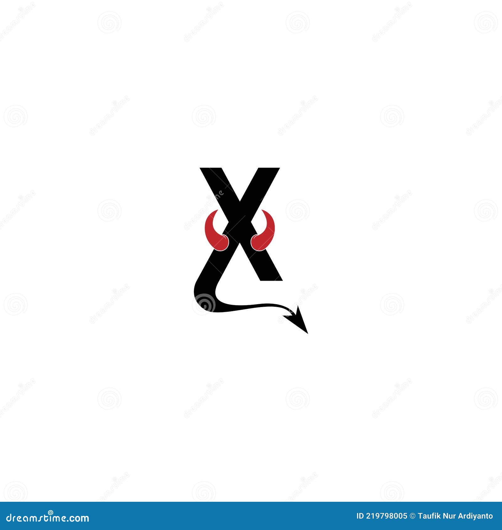Letter X with Devil`s Horns and Tail Icon Logo Design Vector Stock ...
