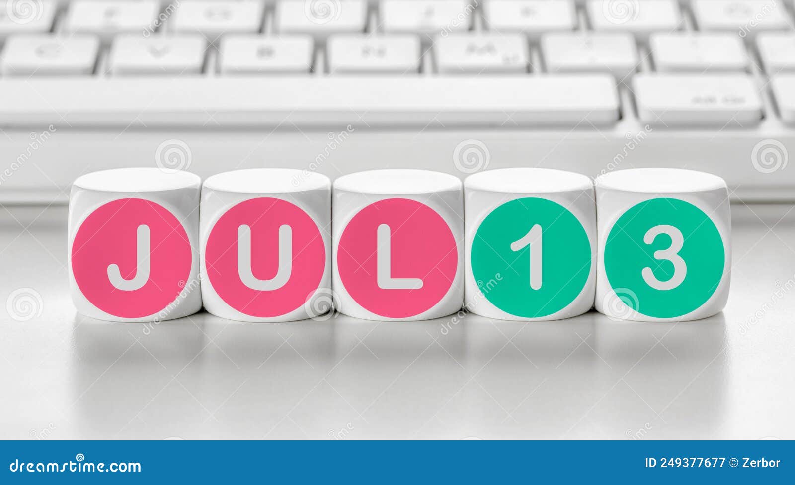 Letter Dice in Front of a Keyboard - July 13 Stock Image - Image of ...