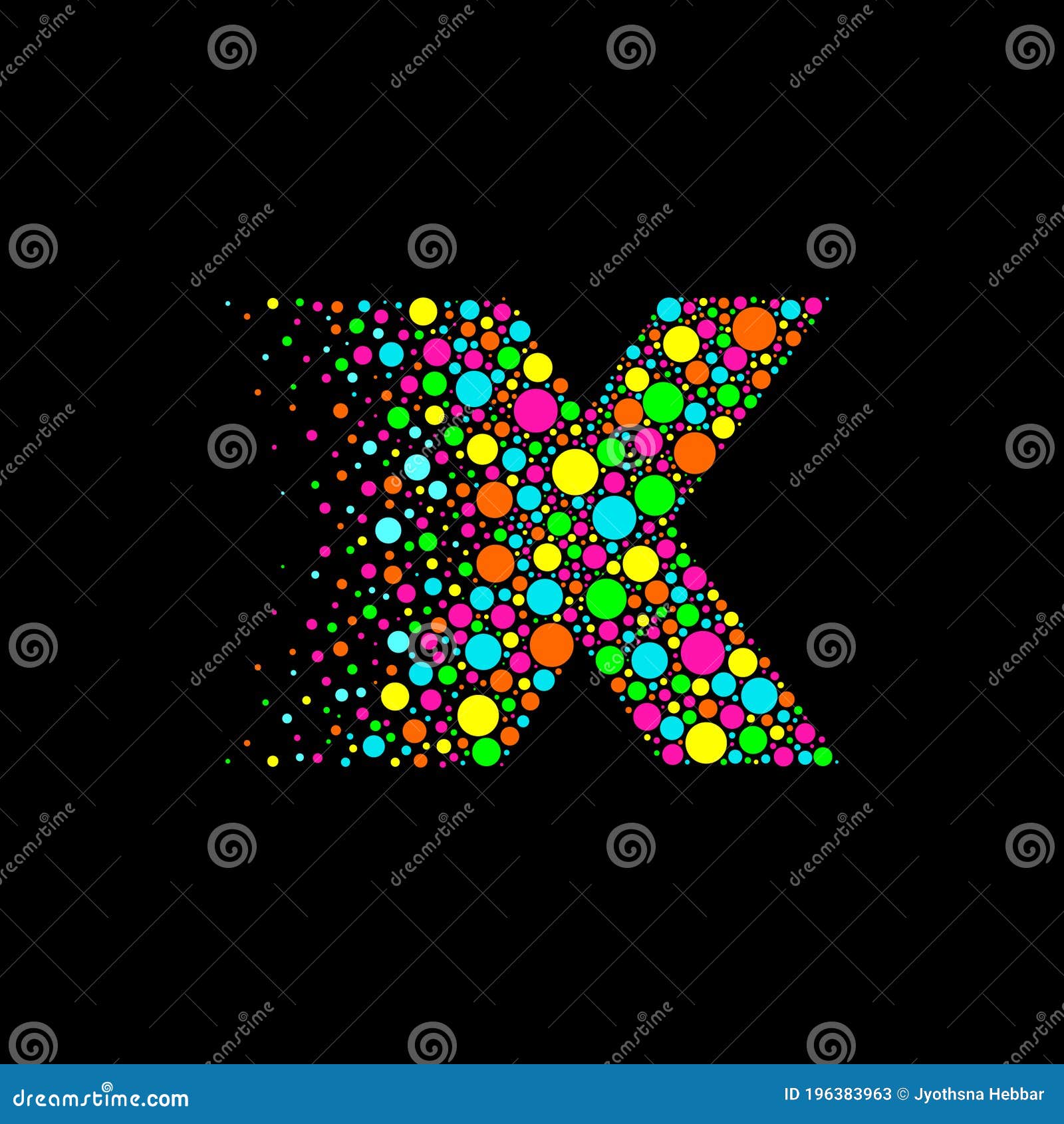 Letter X in Dispersion Effect, Scattering Circles/Bubbles, Colorful ...