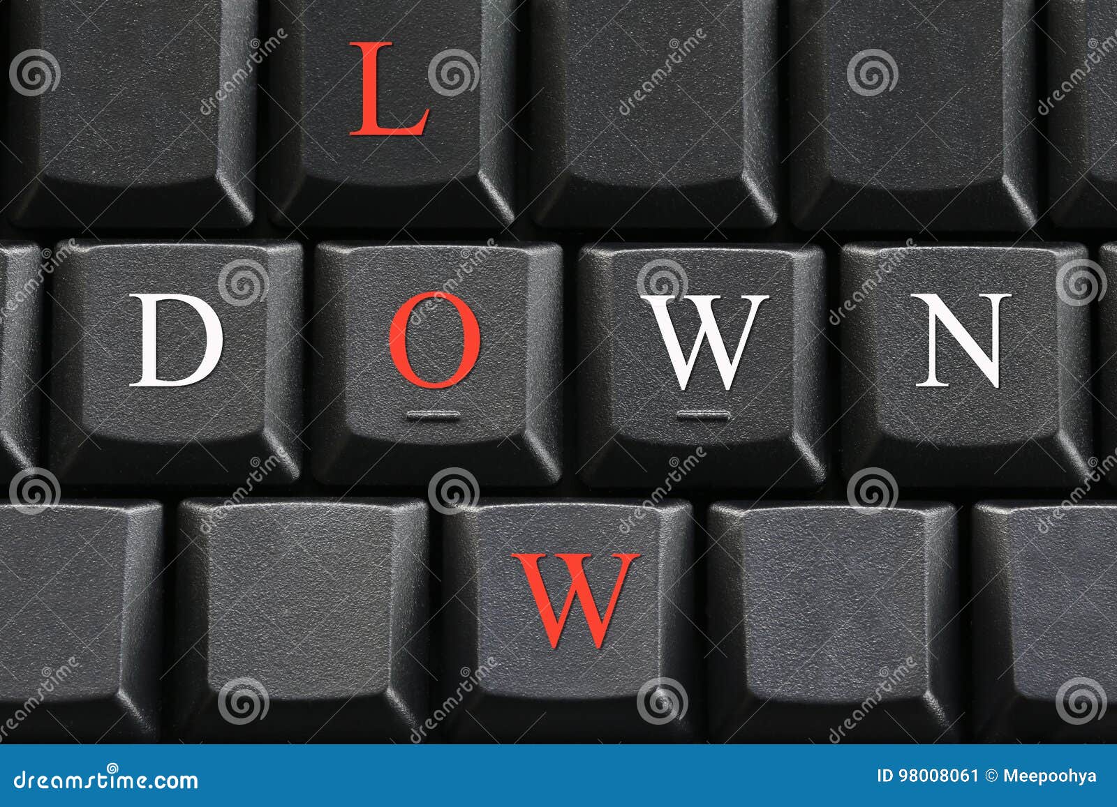 The Letter of Down and Low on Computer Keyboard Background. Stock Image ...