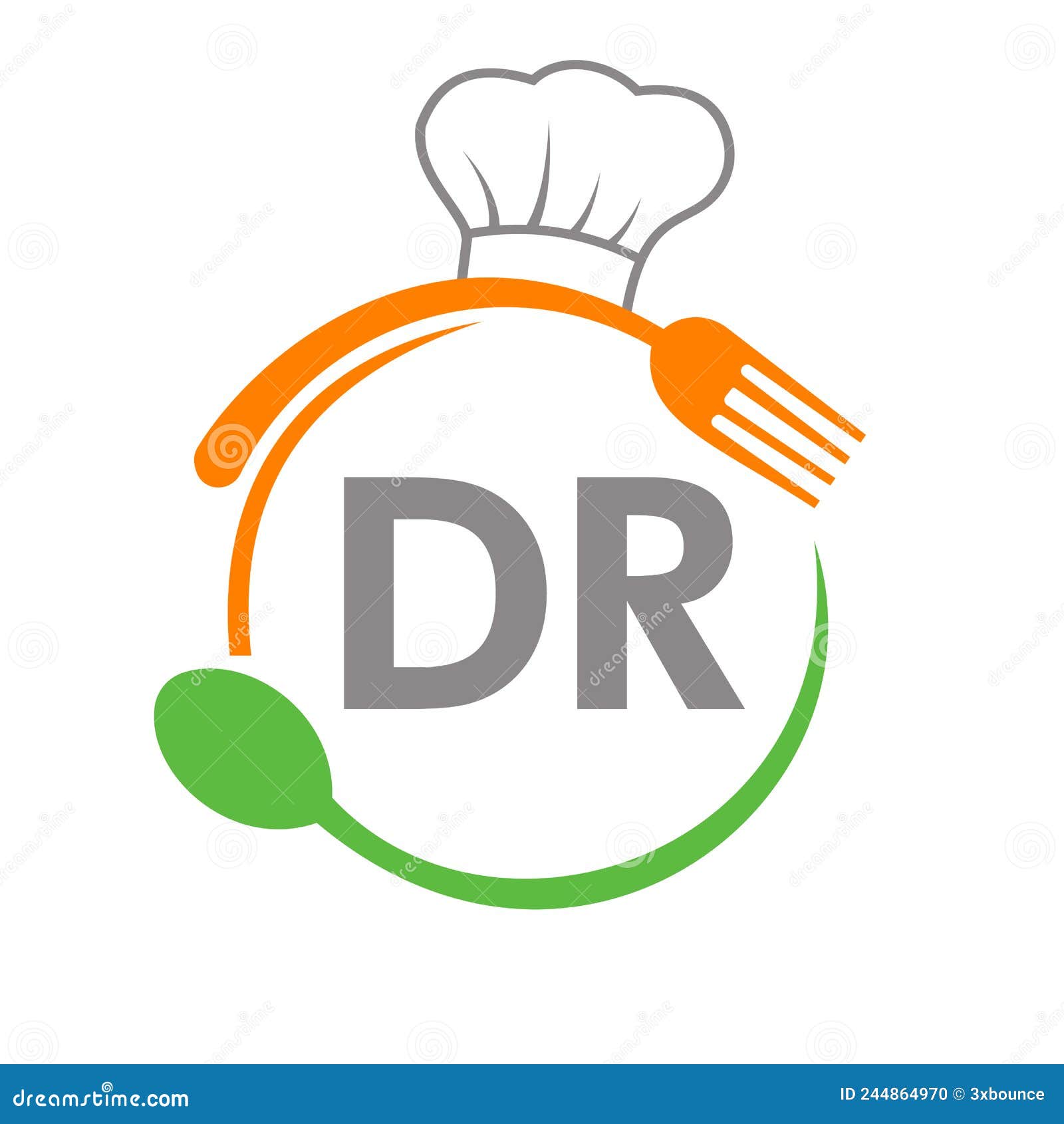 Letter DR Restaurant Logo with Chef Hat Spoon and Fork Template ...