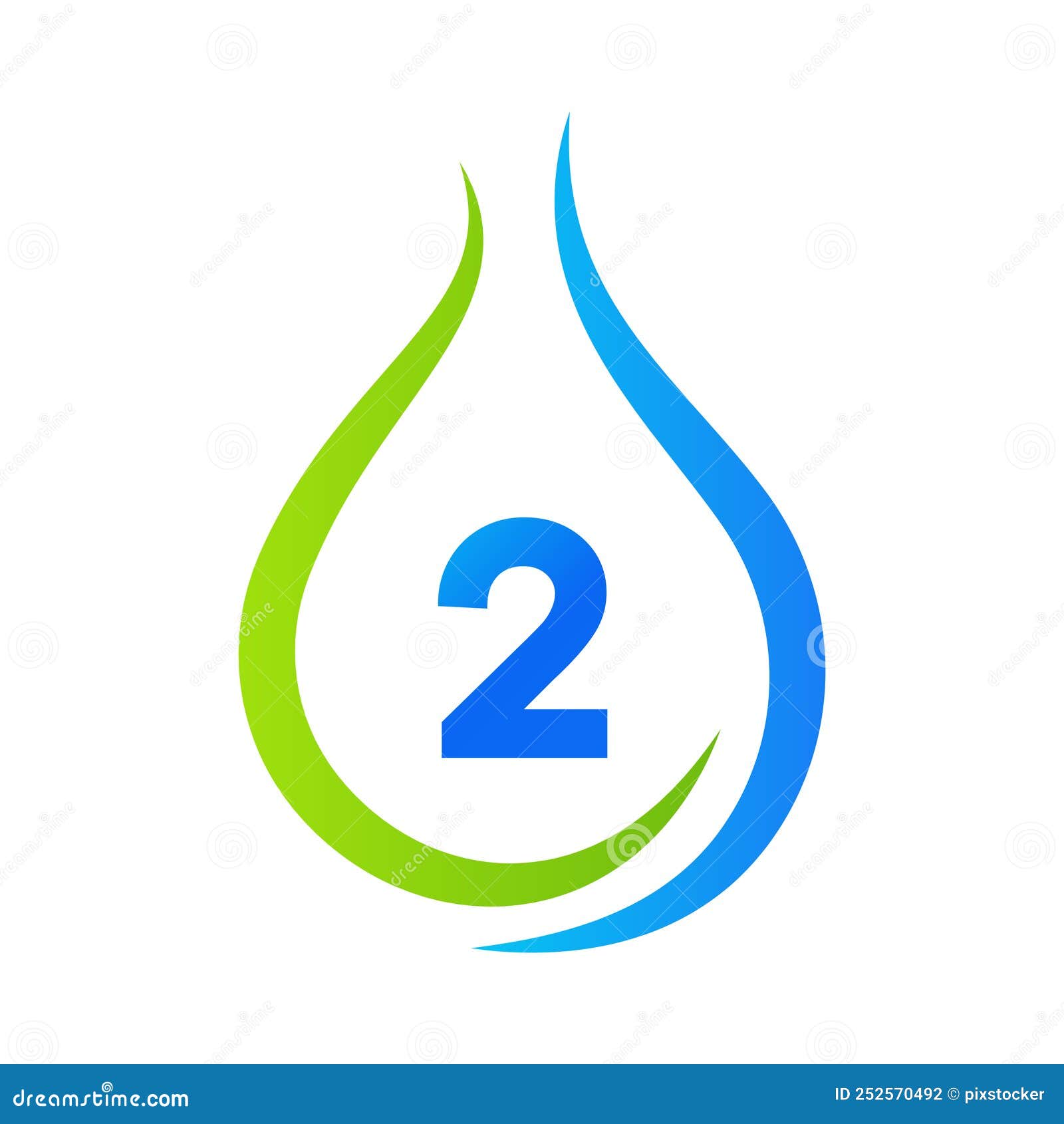 Letter 2 Drop Water Logo Design Vector Template. Minimal Water Logo ...